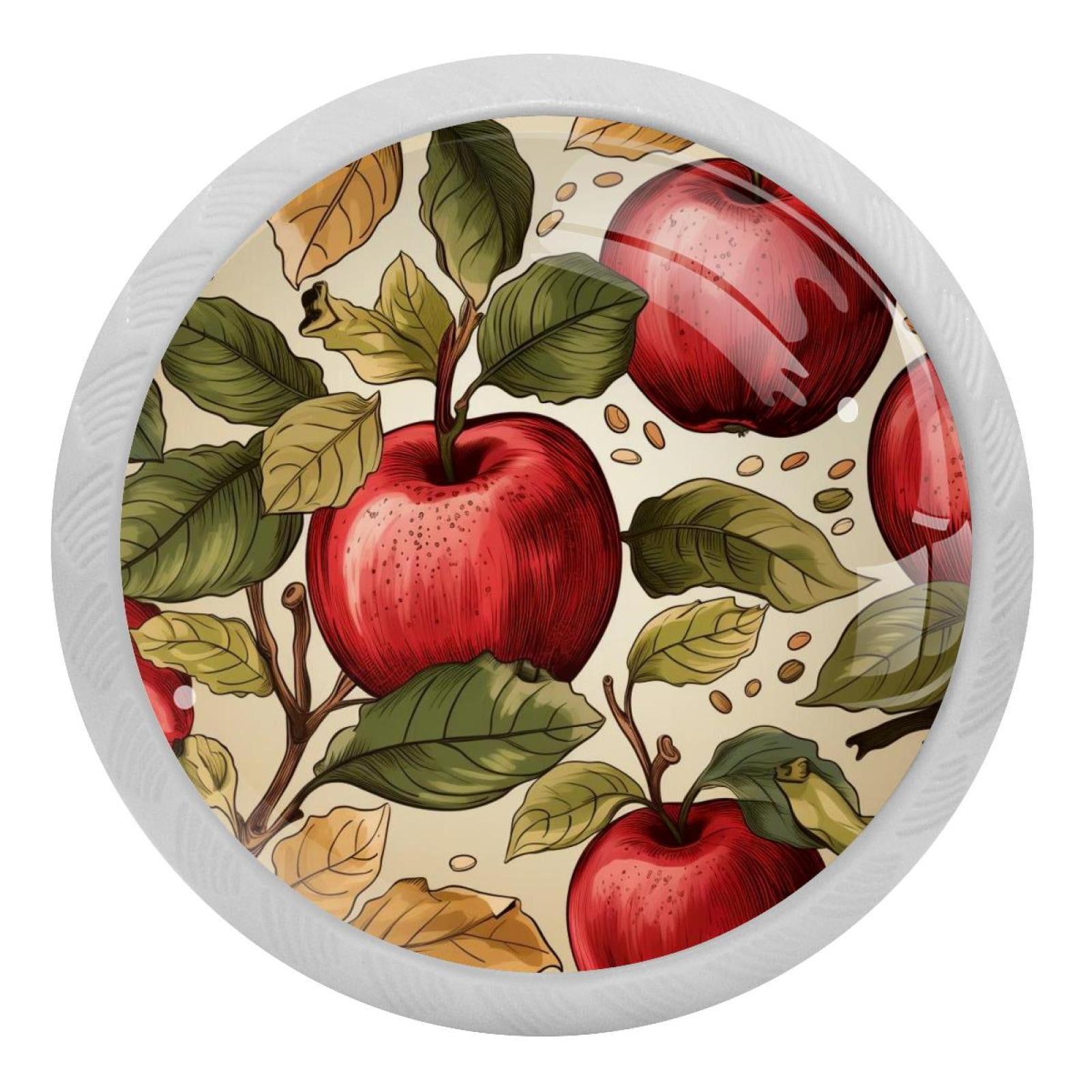 Red Apples Fruit Glow in The Dark Crystal Glass Cabinet Knobs 4 Pcs ...