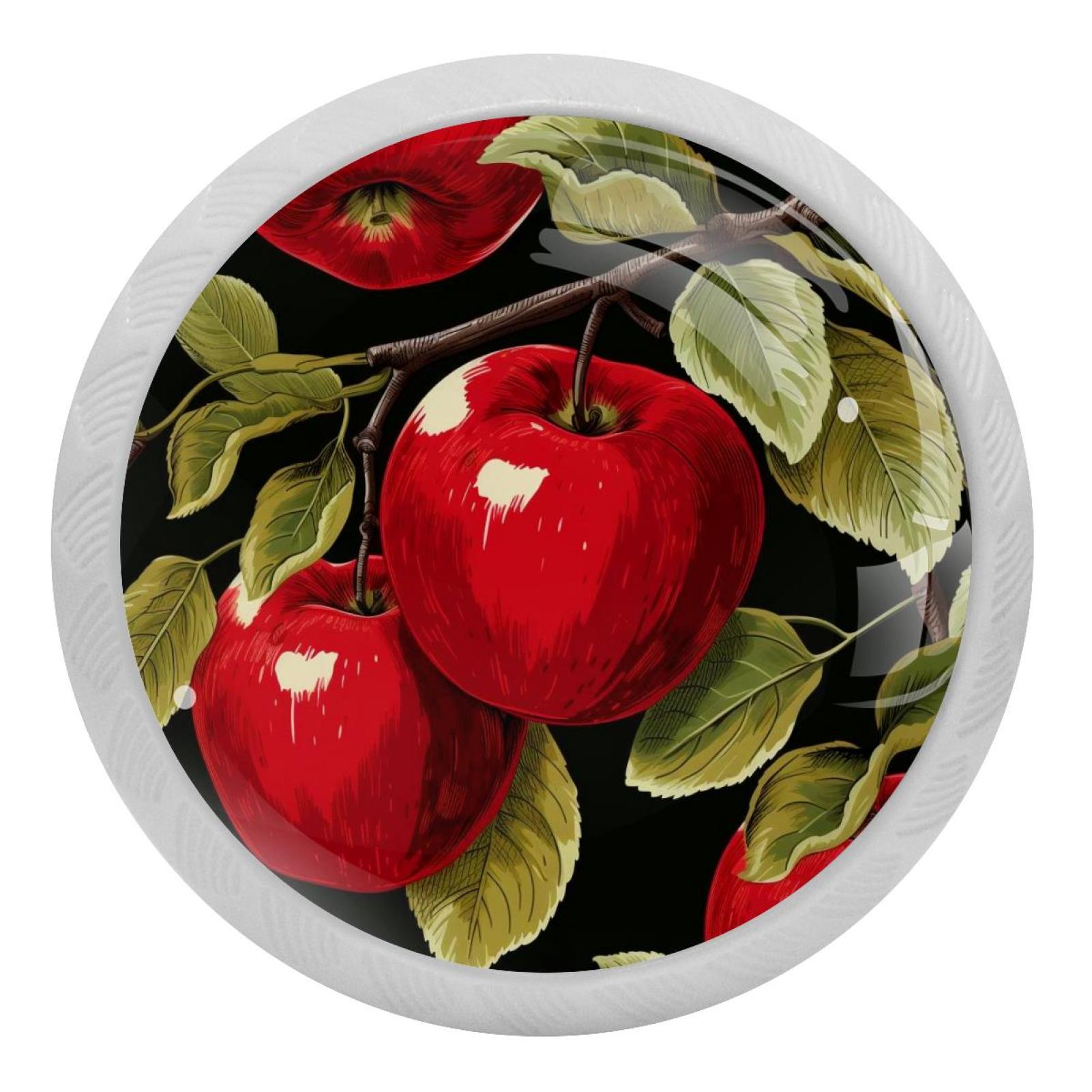 Red Apples Fruit Glow in The Dark Crystal Glass Cabinet Knobs 4 Pcs ...