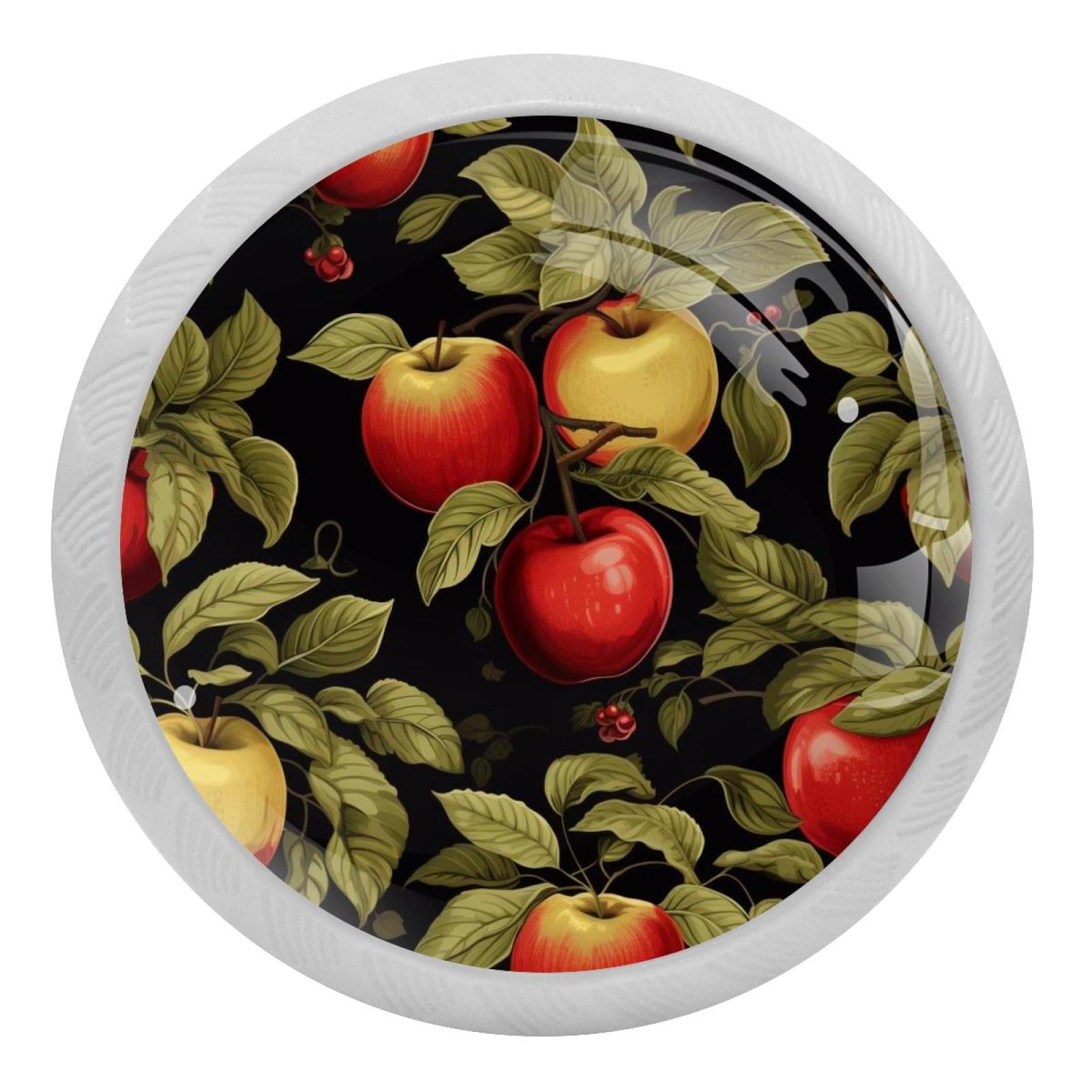 Red Apples Fruit Glow in The Dark Crystal Glass Cabinet Knobs 4 Pcs ...