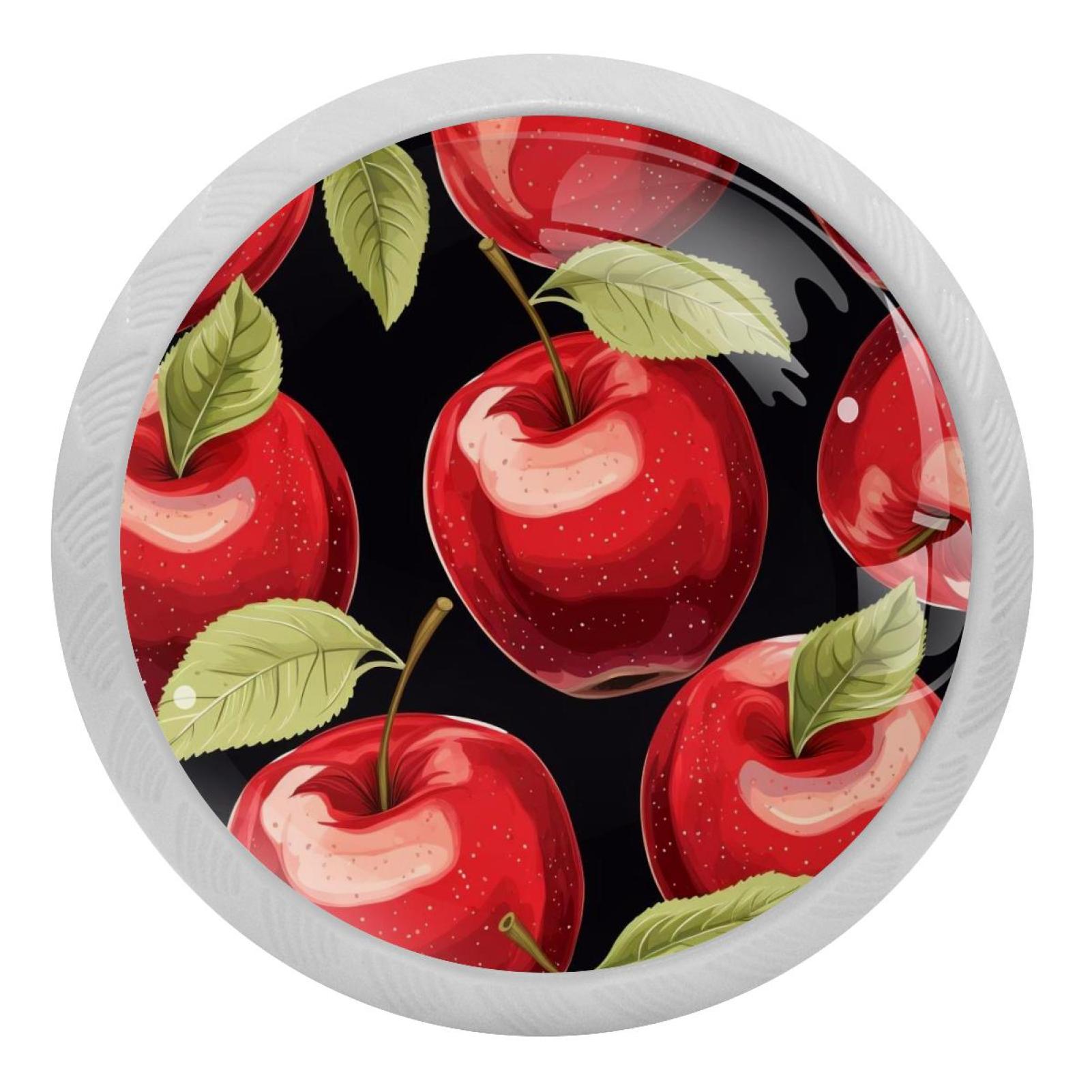 Red Apples Fruit Glow in The Dark Crystal Glass Cabinet Knobs 4 Pcs ...