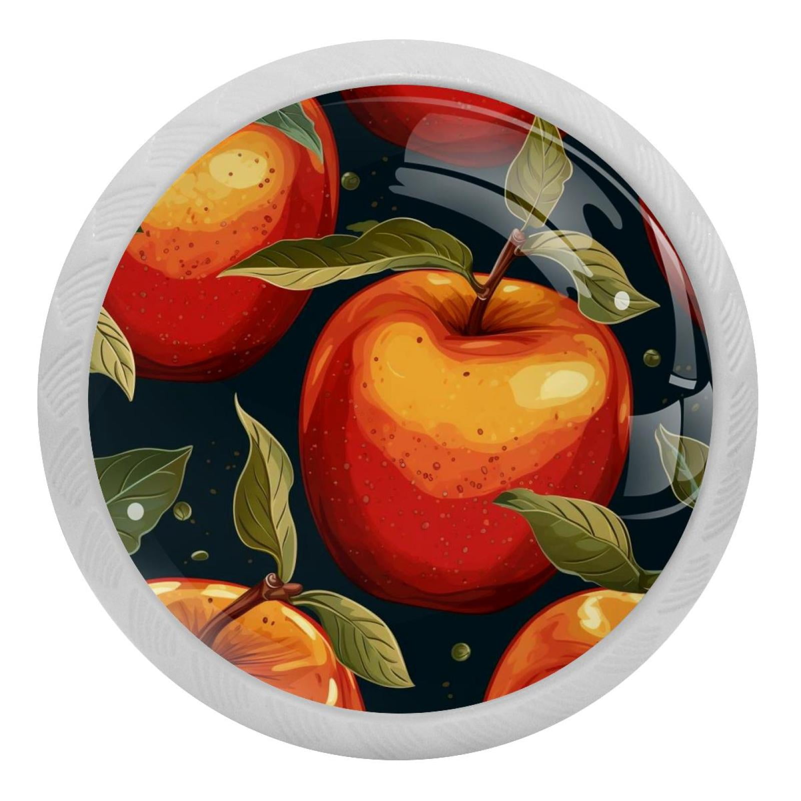 Red Apples Fruit Glow in The Dark Crystal Glass Cabinet Knobs 4 Pcs ...