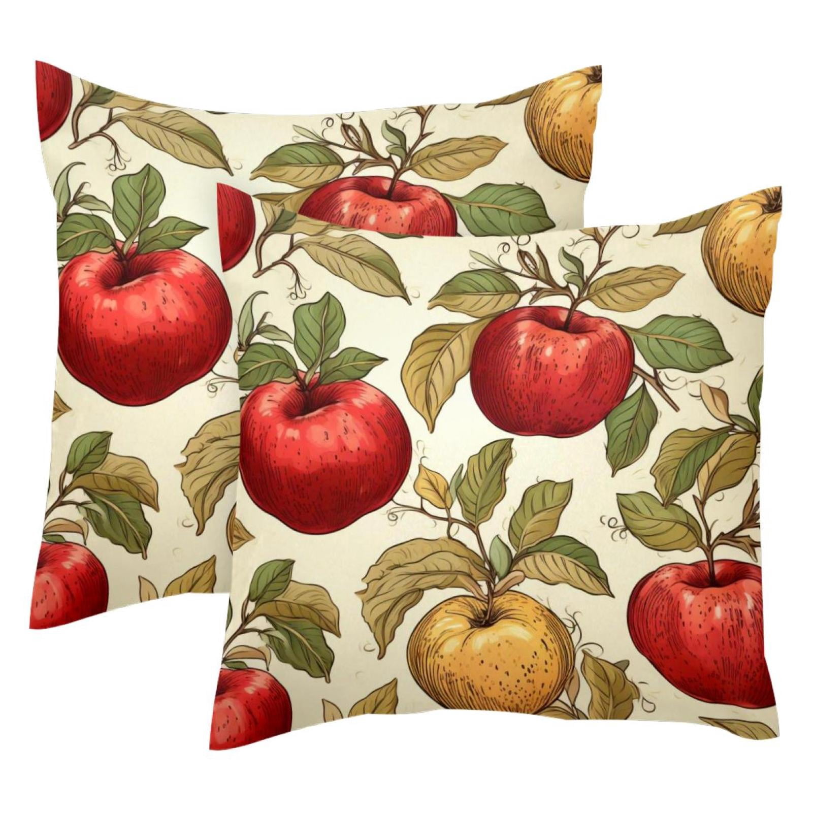 Red Apples Fruit Pack of 2 Pillow Covers 18x18 Inch, Farmhouse Throw ...