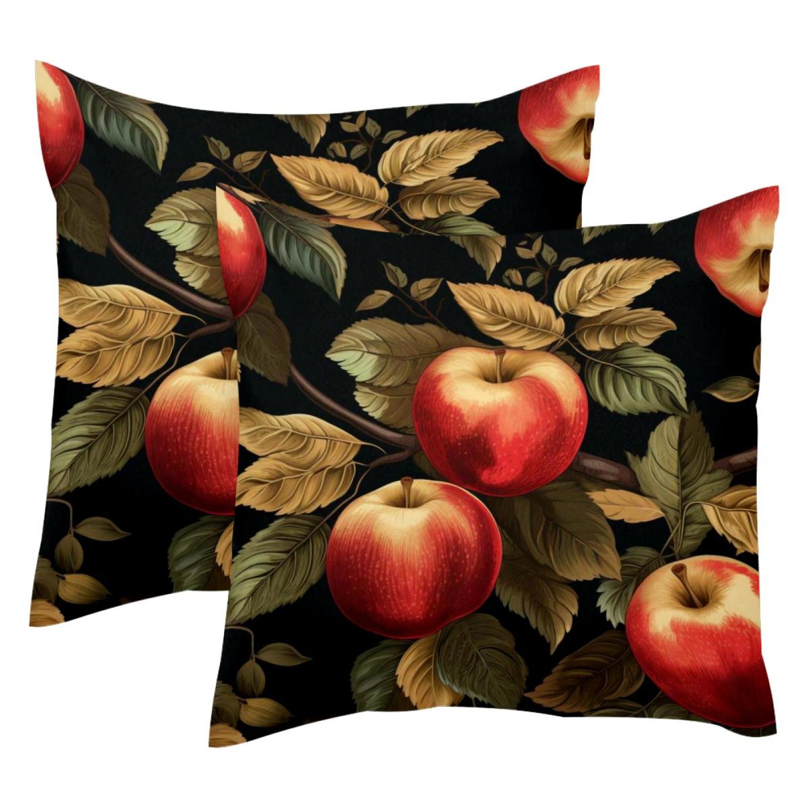 Red Apples Fruit Pack of 2 Pillow Covers 18x18 Inch, Farmhouse Throw ...