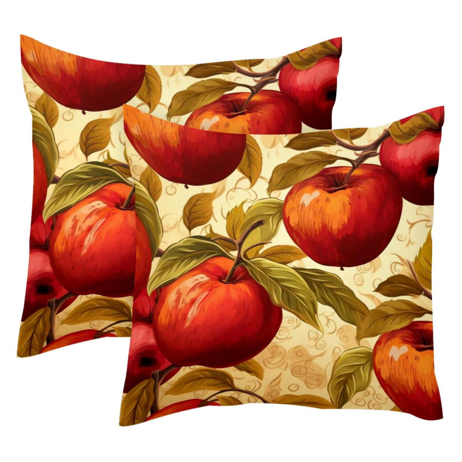 Red Apples Fruit Pack of 2 Pillow Covers 18x18 Inch, Farmhouse Throw ...