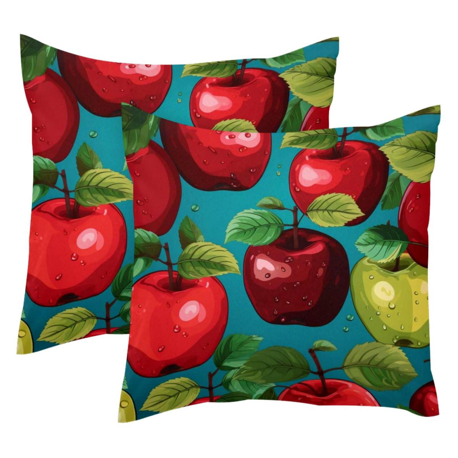 Red Apples Fruit Pack of 2 Pillow Covers 18x18 Inch, Farmhouse Throw ...