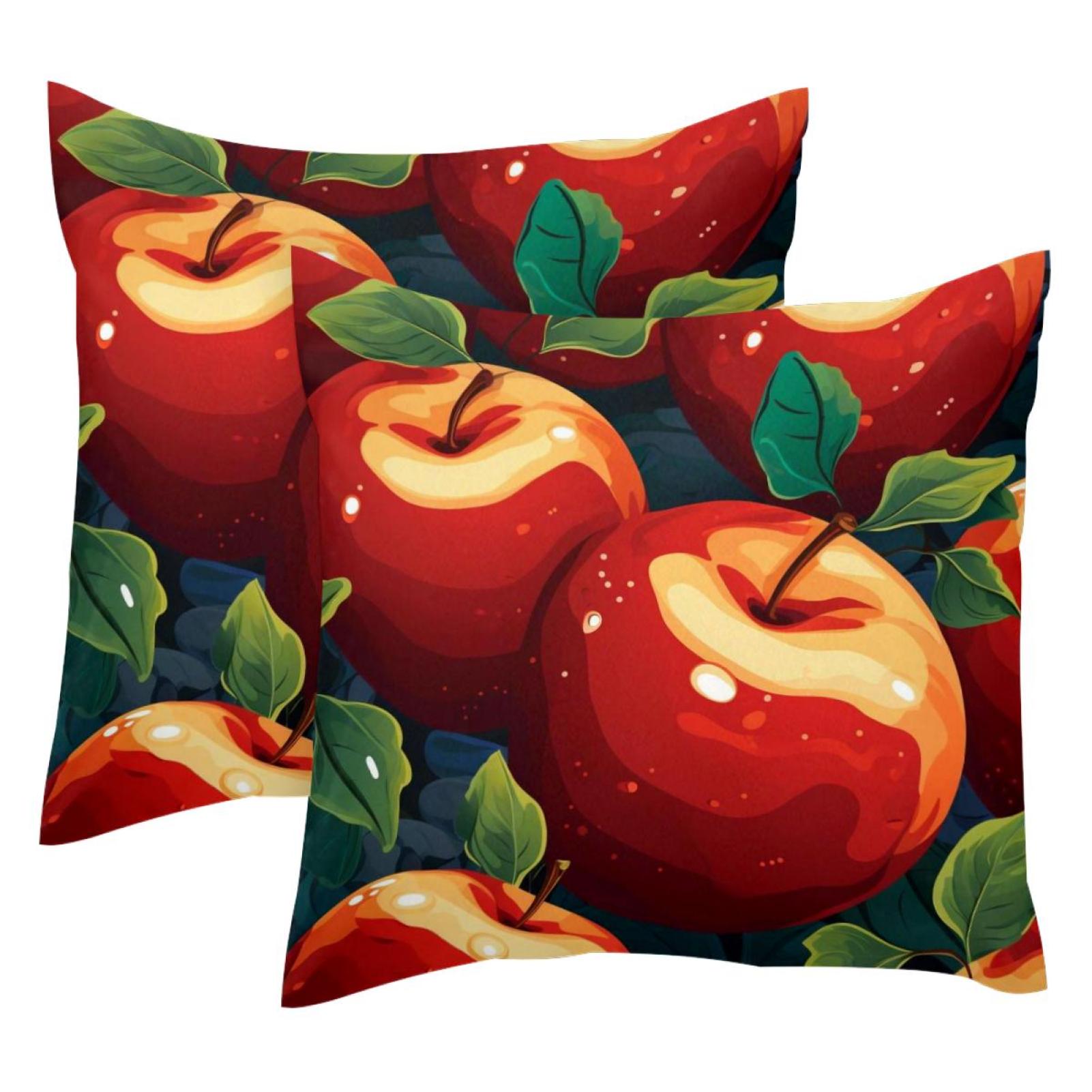 Red Apples Fruit Pack of 2 Pillow Covers 18x18 Inch, Farmhouse Throw ...