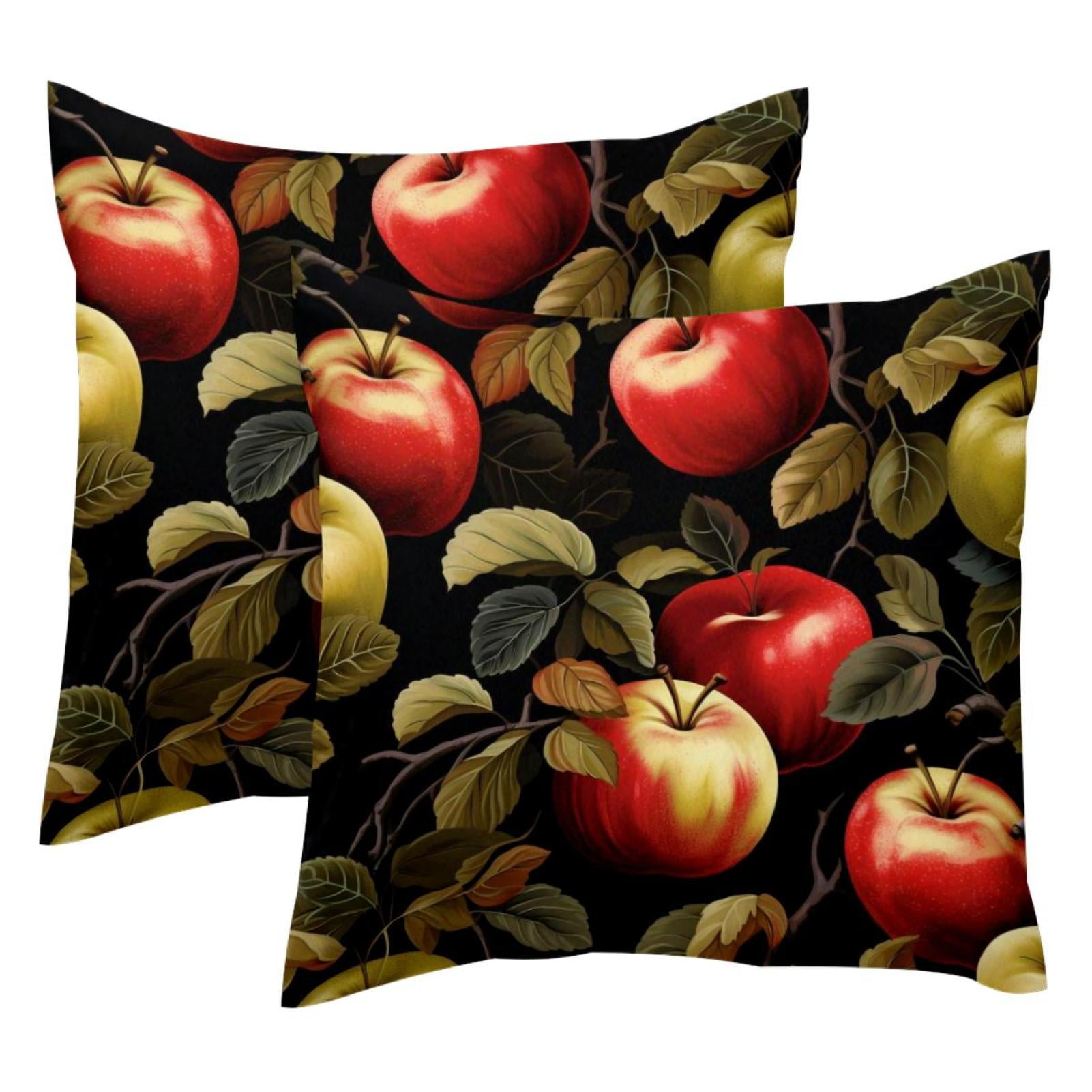 Red Apples Fruit Pack of 2 Pillow Covers 18x18 Inch, Farmhouse Throw ...