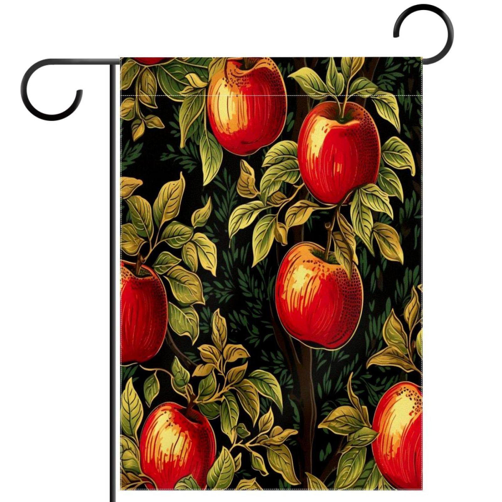 Red Apples Fruit Print Art Polyester Garden Flag Banner 12 x 18 inches ...
