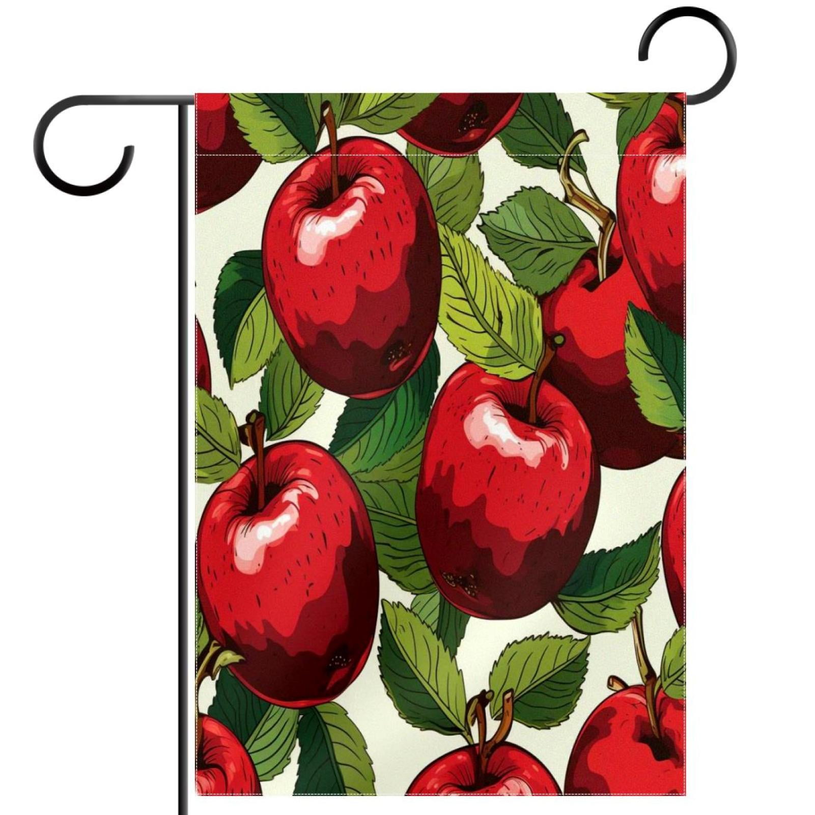 Red Apples Fruit Print Art Polyester Garden Flag Banner 12 x 18 inches ...