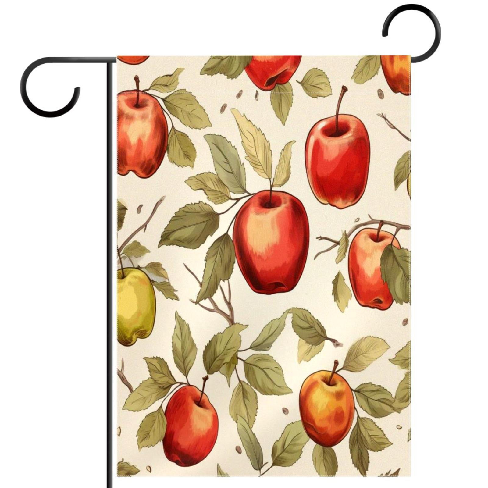 Red Apples Fruit Print Art Polyester Garden Flag Banner 12 x 18 inches ...