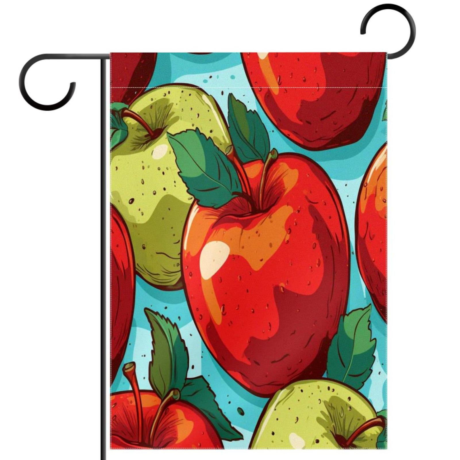 Red Apples Fruit Print Art Polyester Garden Flag Banner 12 x 18 inches ...