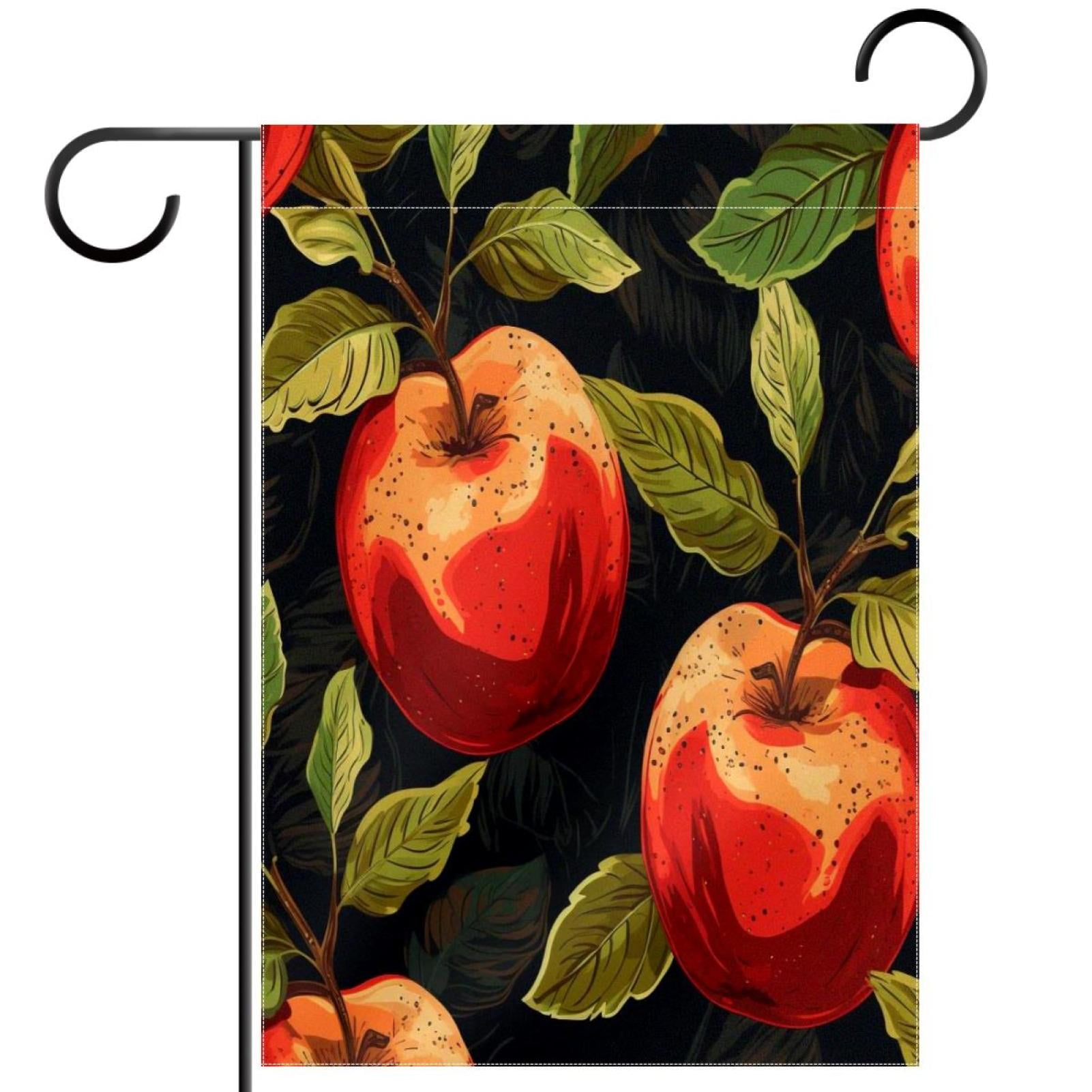 Red Apples Fruit Print Art Polyester Garden Flag Banner 12 x 18 inches ...
