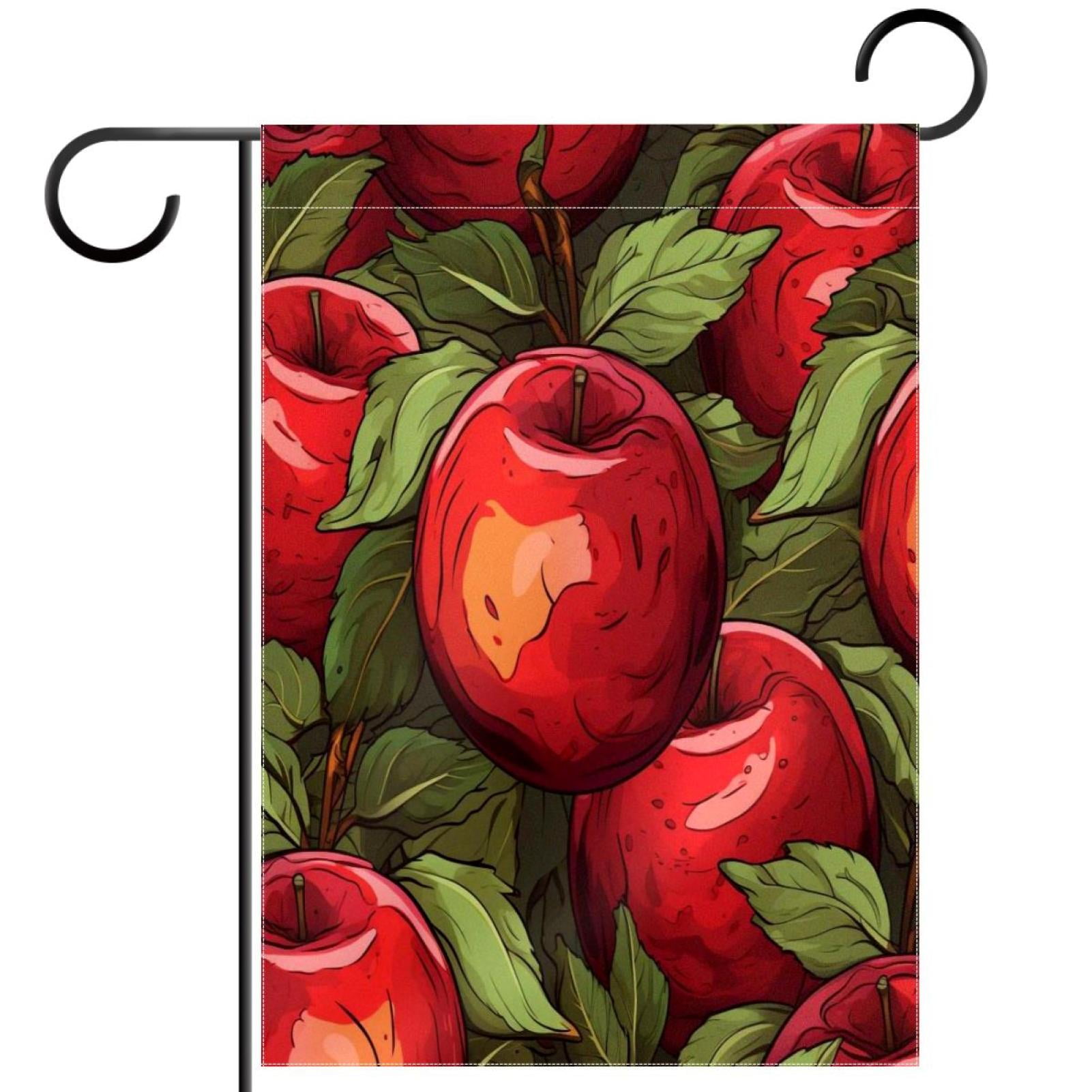 Red Apples Fruit Print Art Polyester Garden Flag Banner 12 x 18 inches ...
