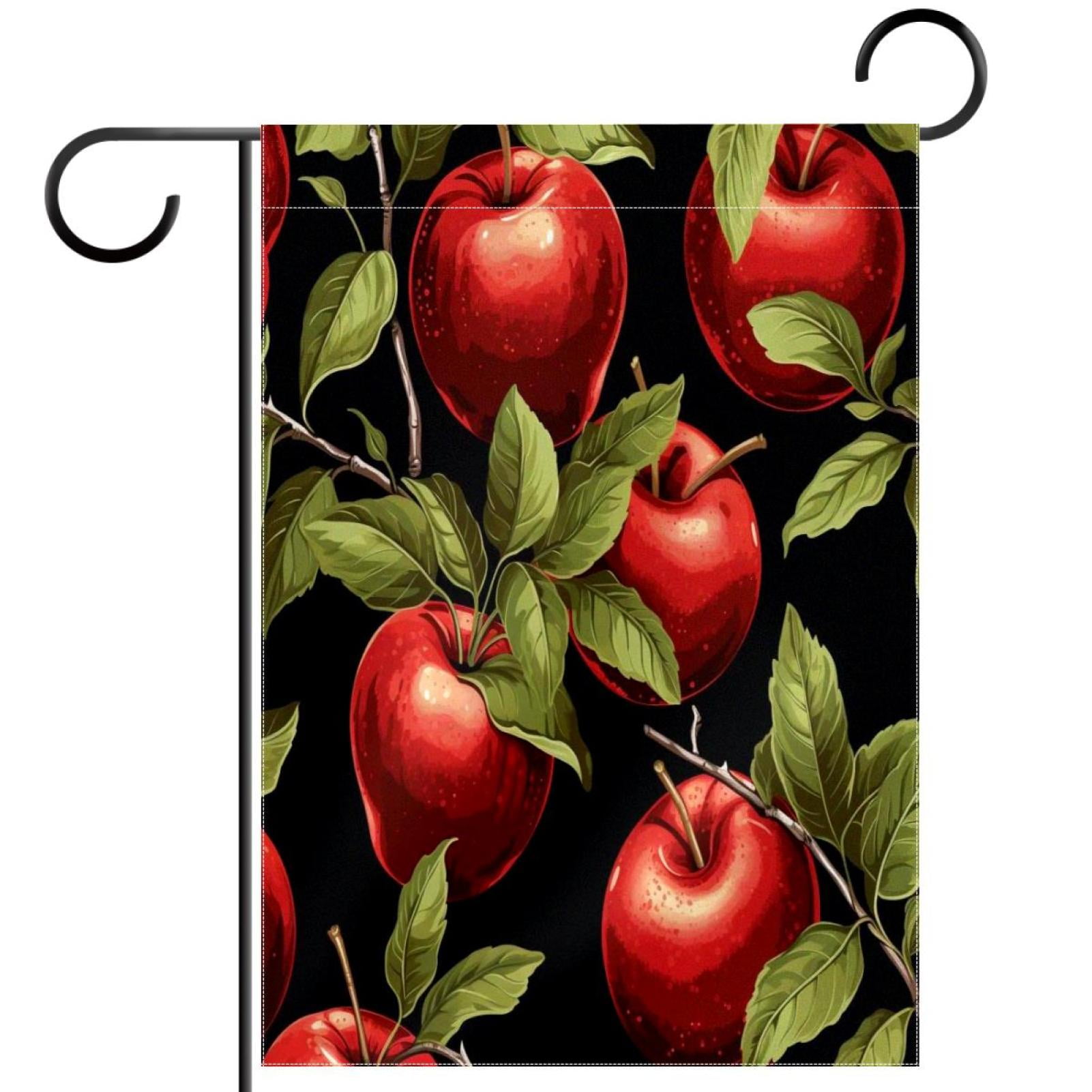 Red Apples Fruit Print Art Polyester Garden Flag Banner 12 x 18 inches ...
