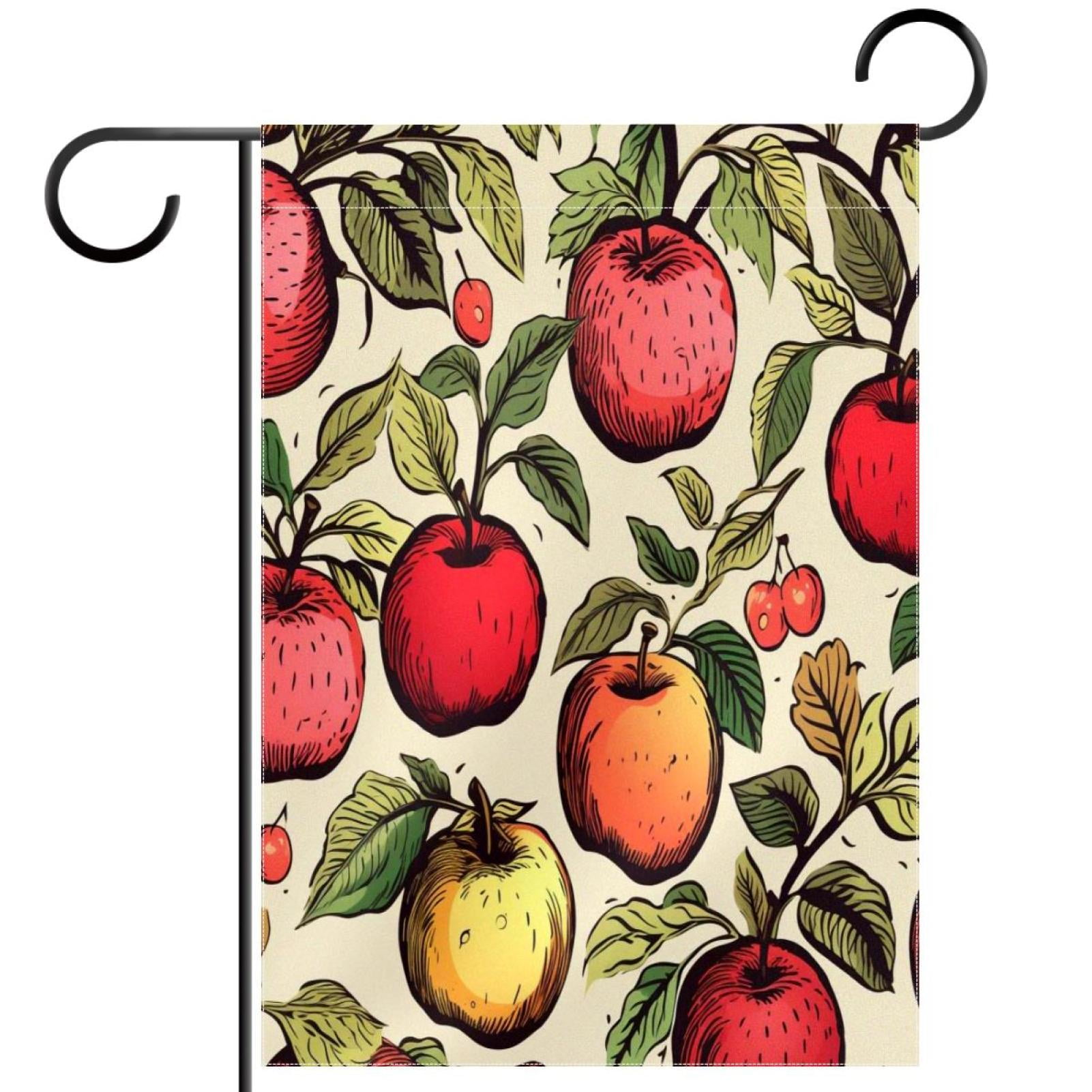 Red Apples Fruit Print Art Polyester Garden Flag Banner 12 x 18 inches ...