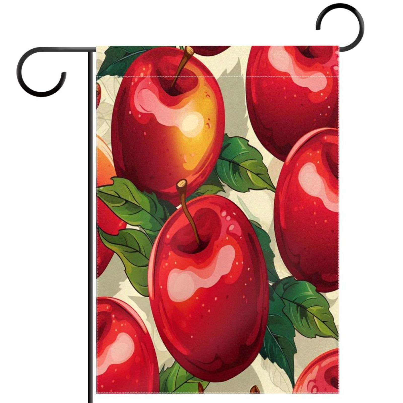Red Apples Fruit Print Art Polyester Garden Flag Banner 12 x 18 inches ...