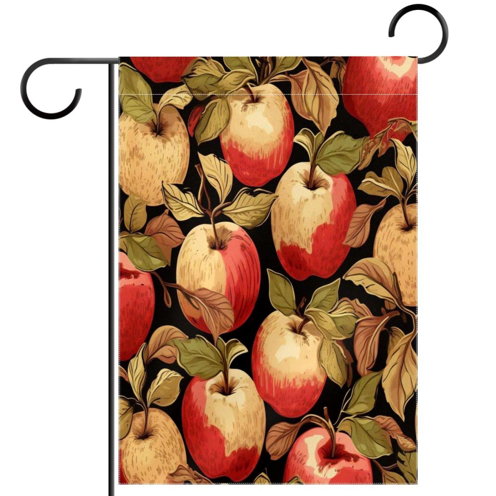 Red Apples Fruit Print Art Polyester Garden Flag Banner 12 x 18 inches ...