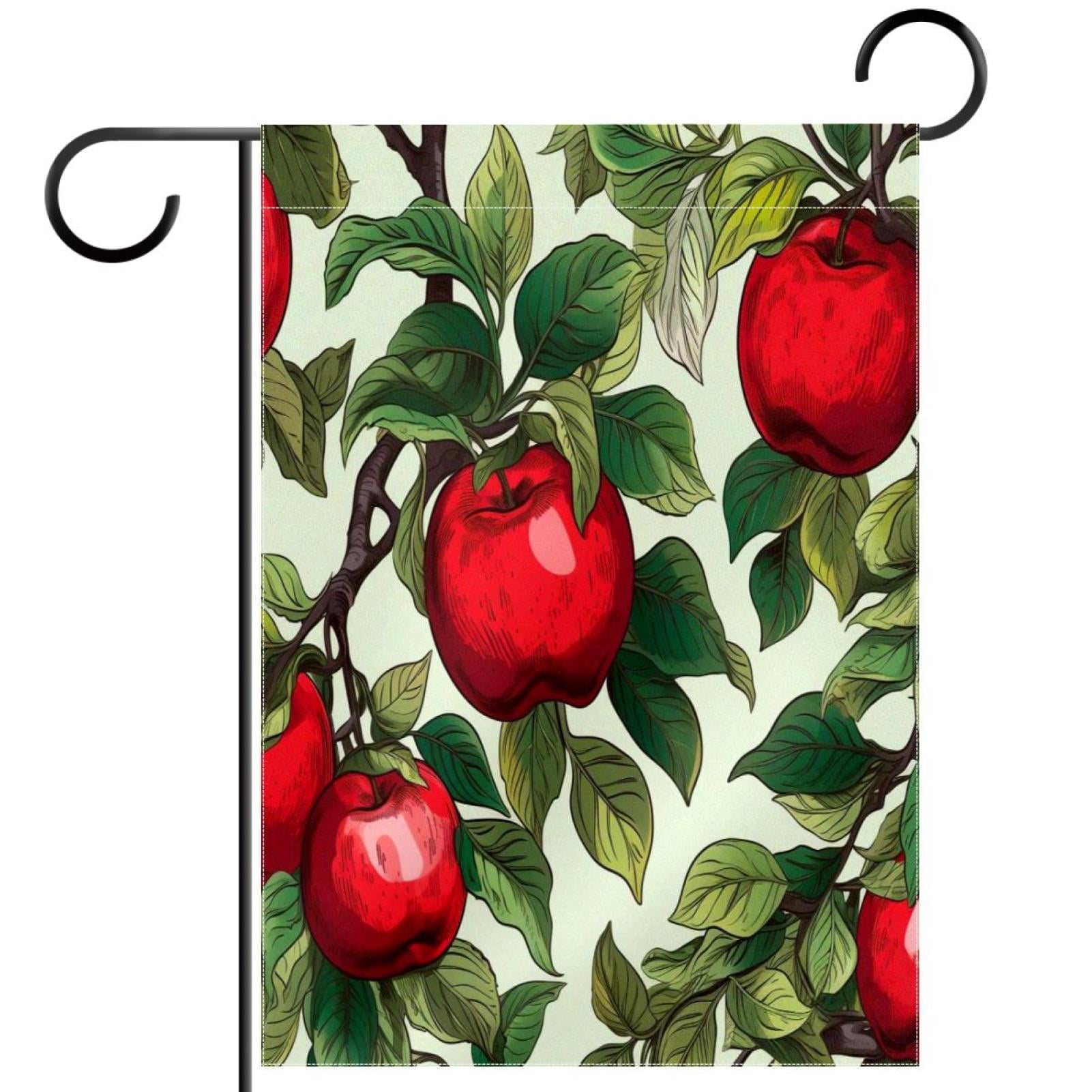 Red Apples Fruit Print Art Polyester Garden Flag Banner 12 x 18 inches ...