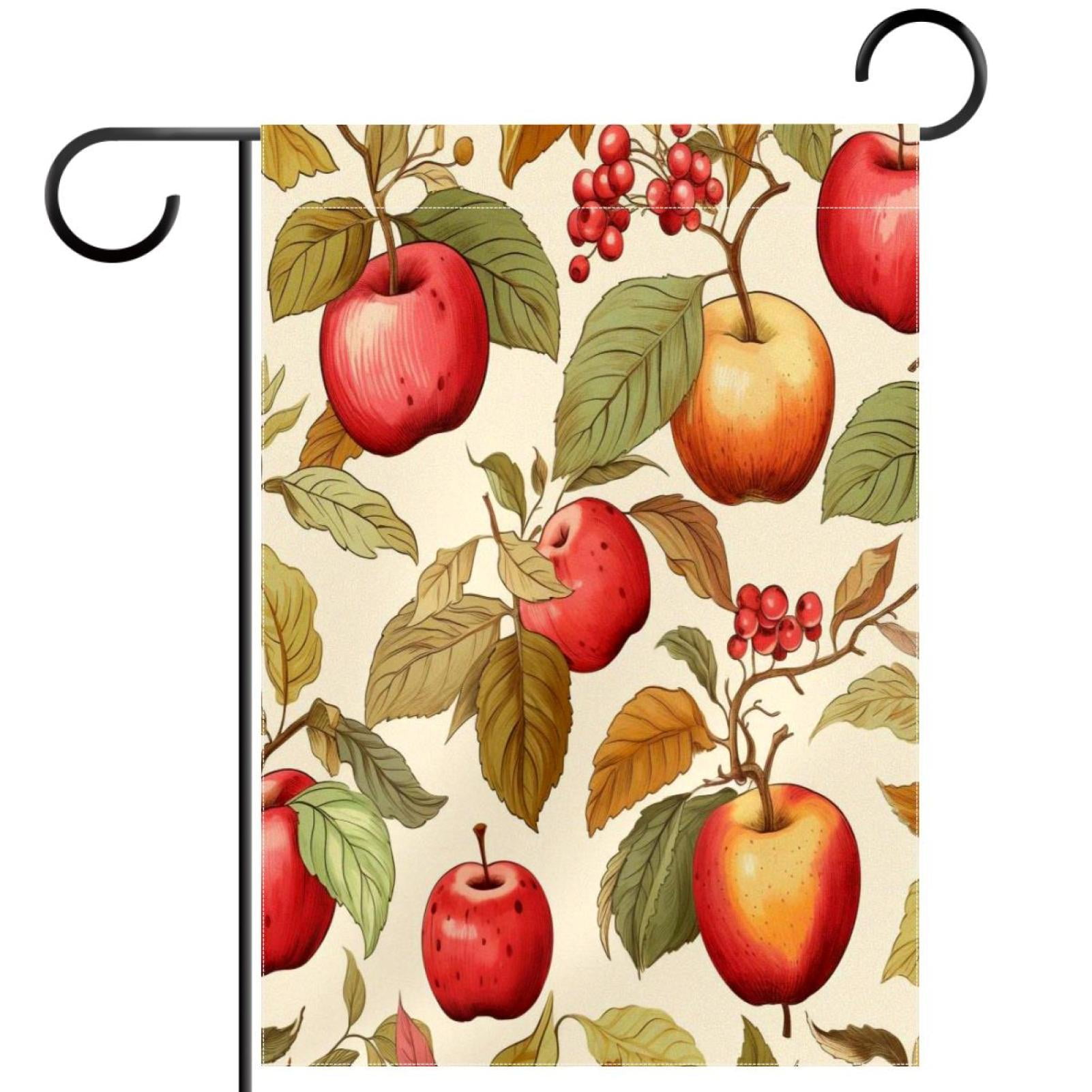 Red Apples Fruit Print Art Polyester Garden Flag Banner 12 x 18 inches ...