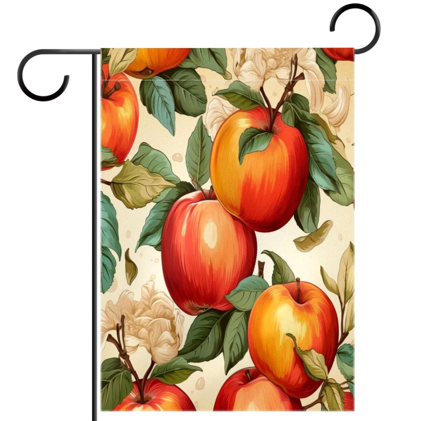 Red Apples Fruit Print Polyester Garden Flag House Banner 28 x 40 inch ...