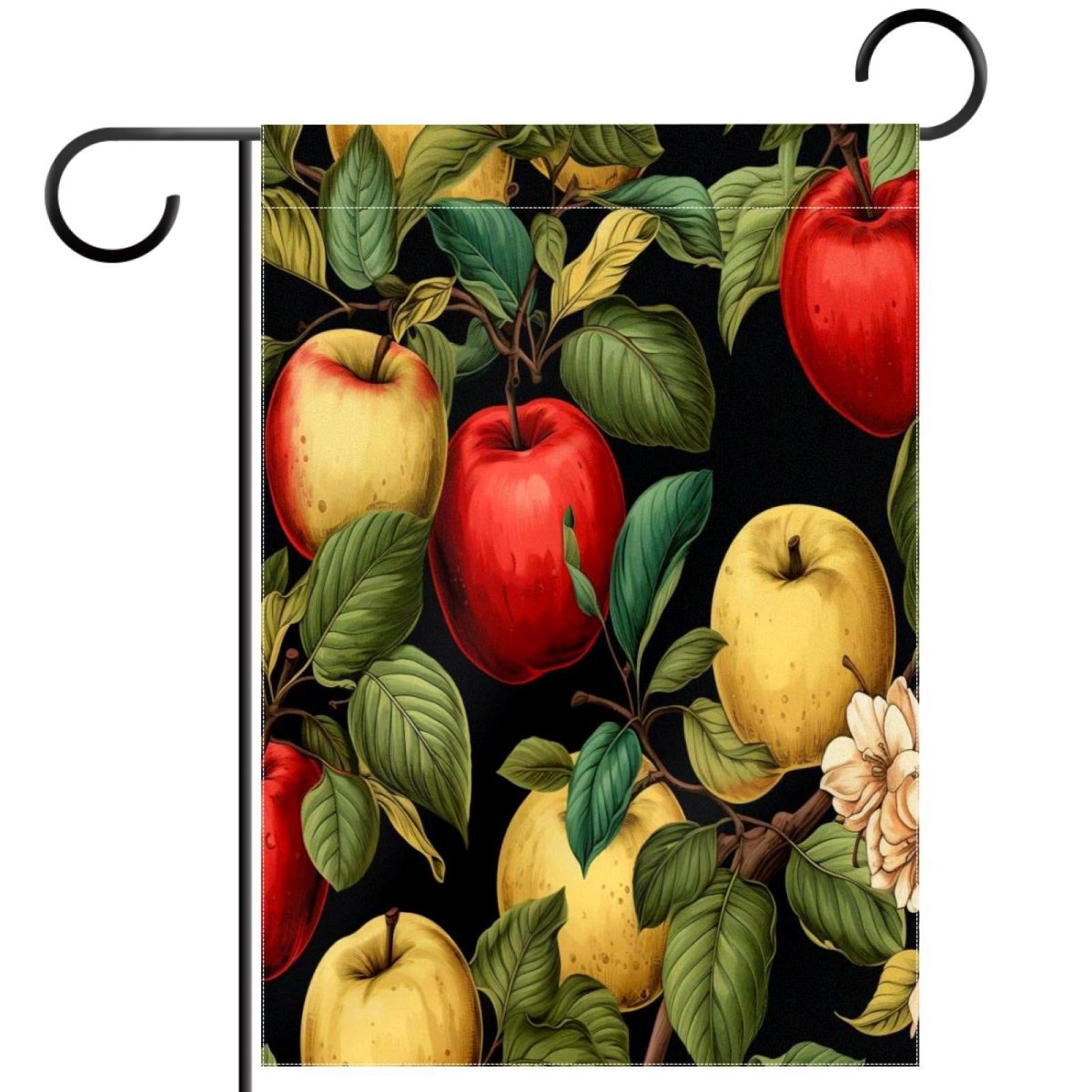 Red Apples Fruit Print Polyester Garden Flag House Banner 28 x 40 inch ...