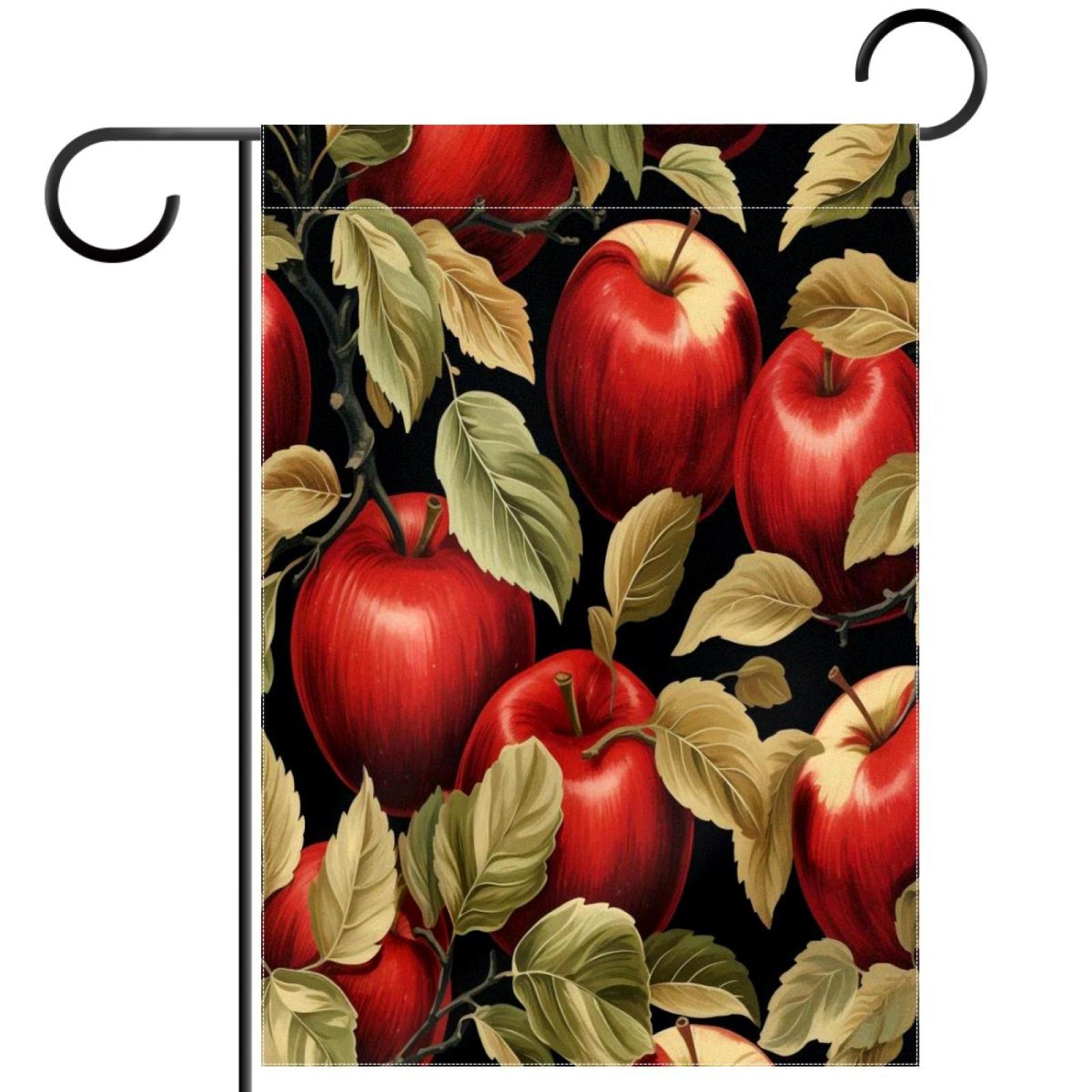 Red Apples Fruit Print Polyester Garden Flag House Banner 28 x 40 inch ...