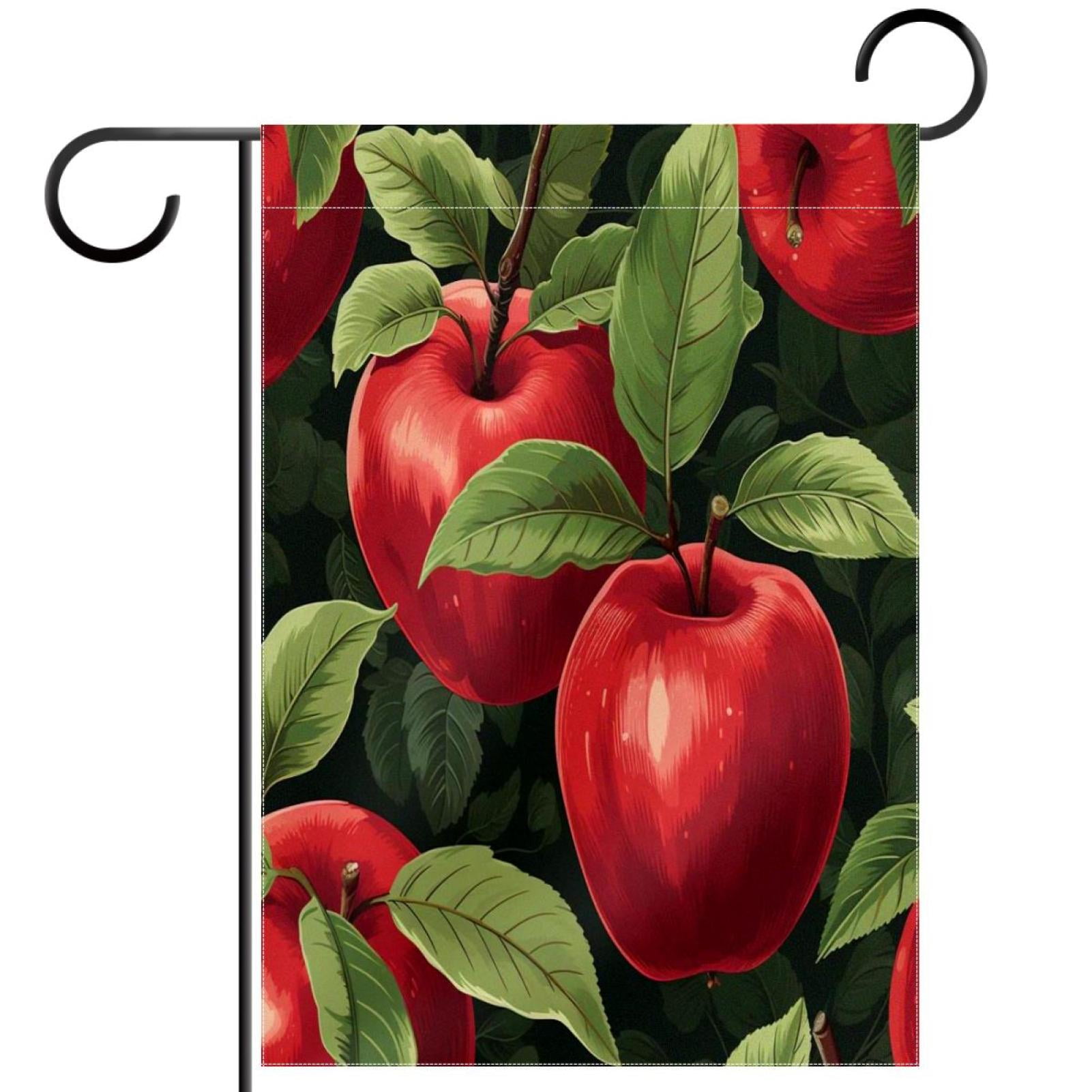 Red Apples Fruit Print Polyester Garden Flag House Banner 28 x 40 inch ...