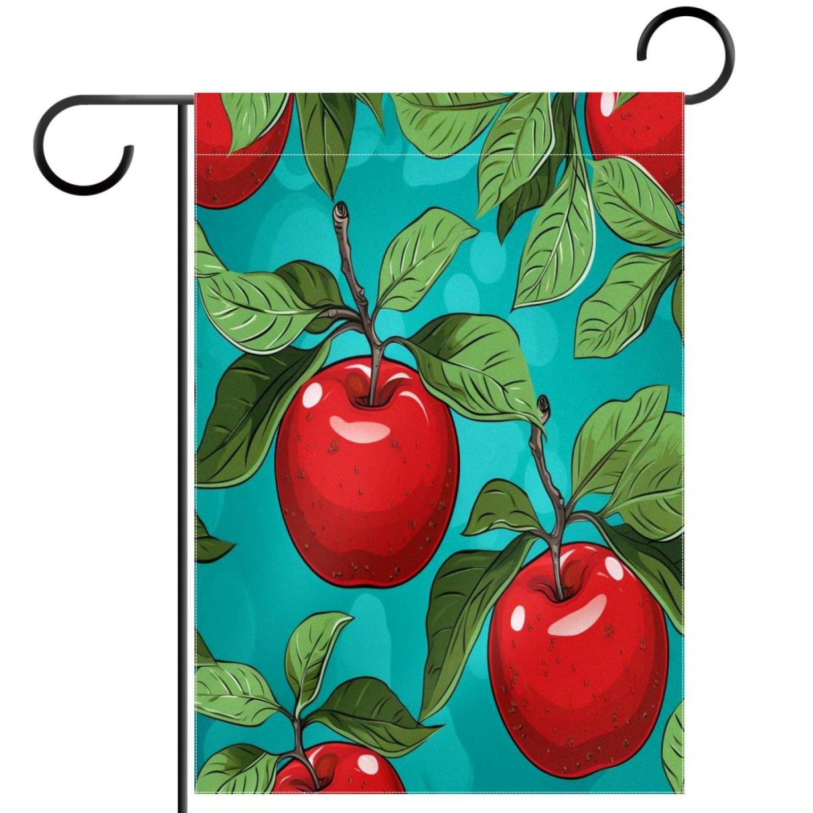 Red Apples Fruit Print Polyester Garden Flag House Banner 28 x 40 inch ...