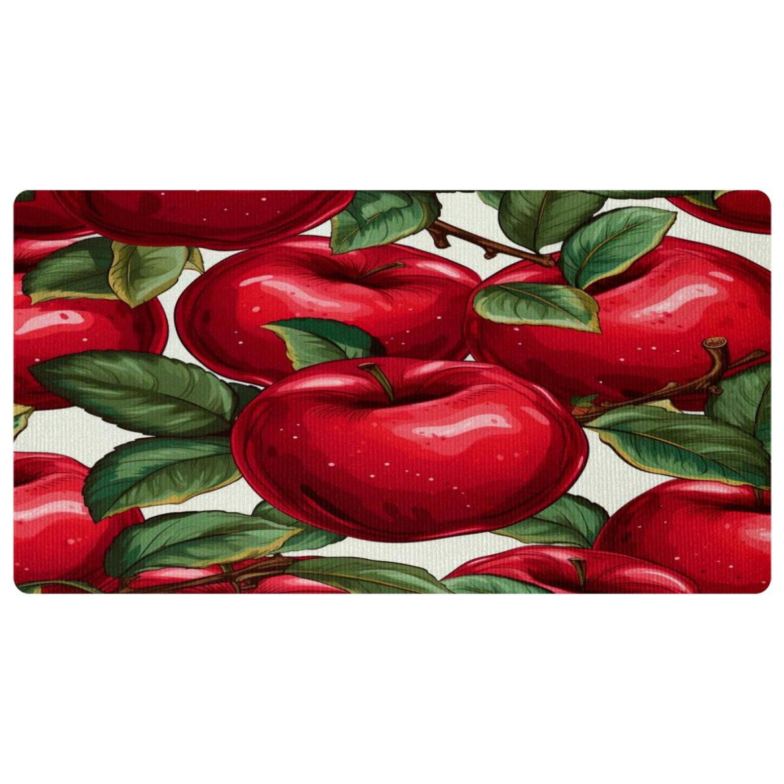 Red Apples Fruit Prints Kitchen Mat, Non Slip Washable Floor Rug ...