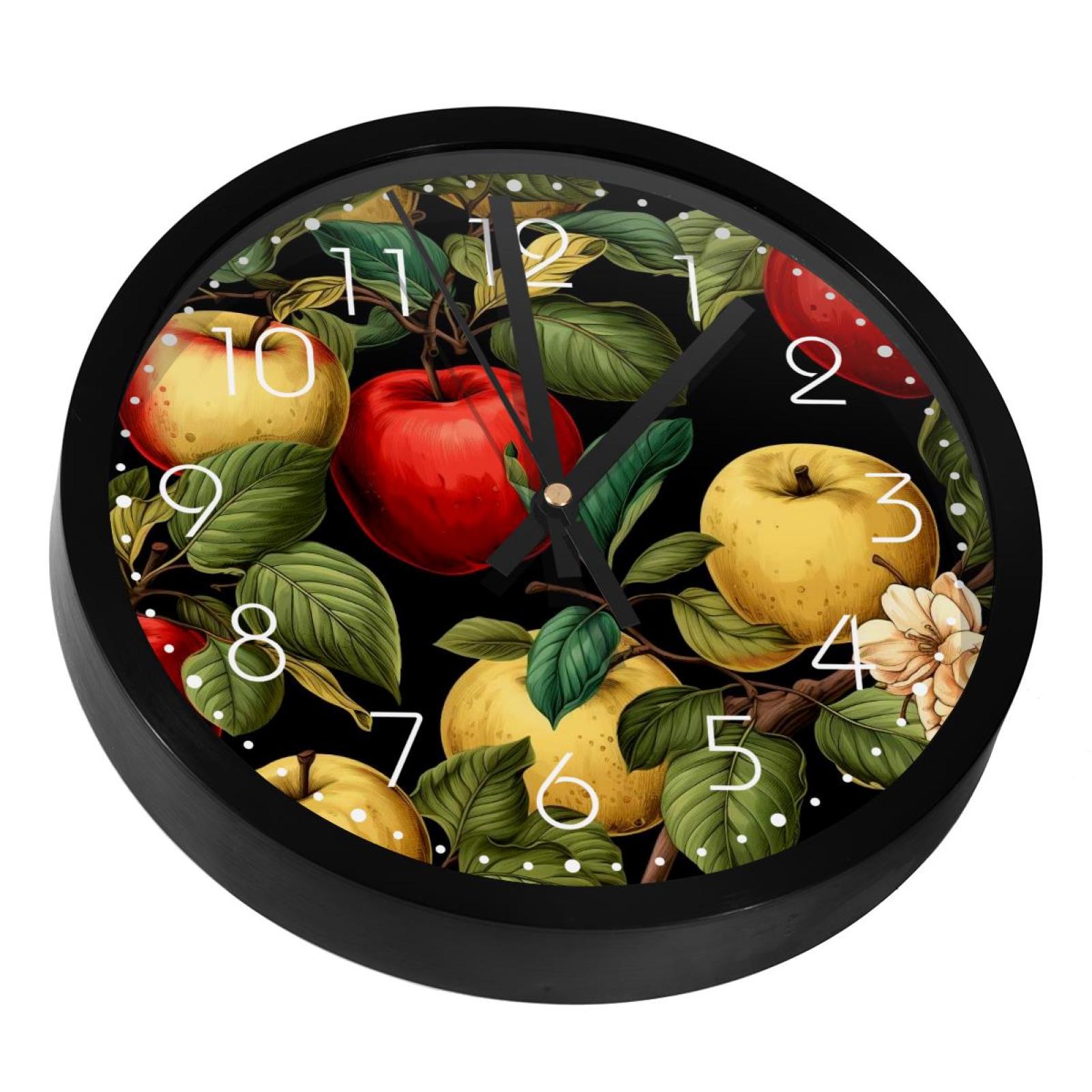 Red Apples Fruit Silent Wall Clock, Non Ticking Battery Operated 9.8 ...