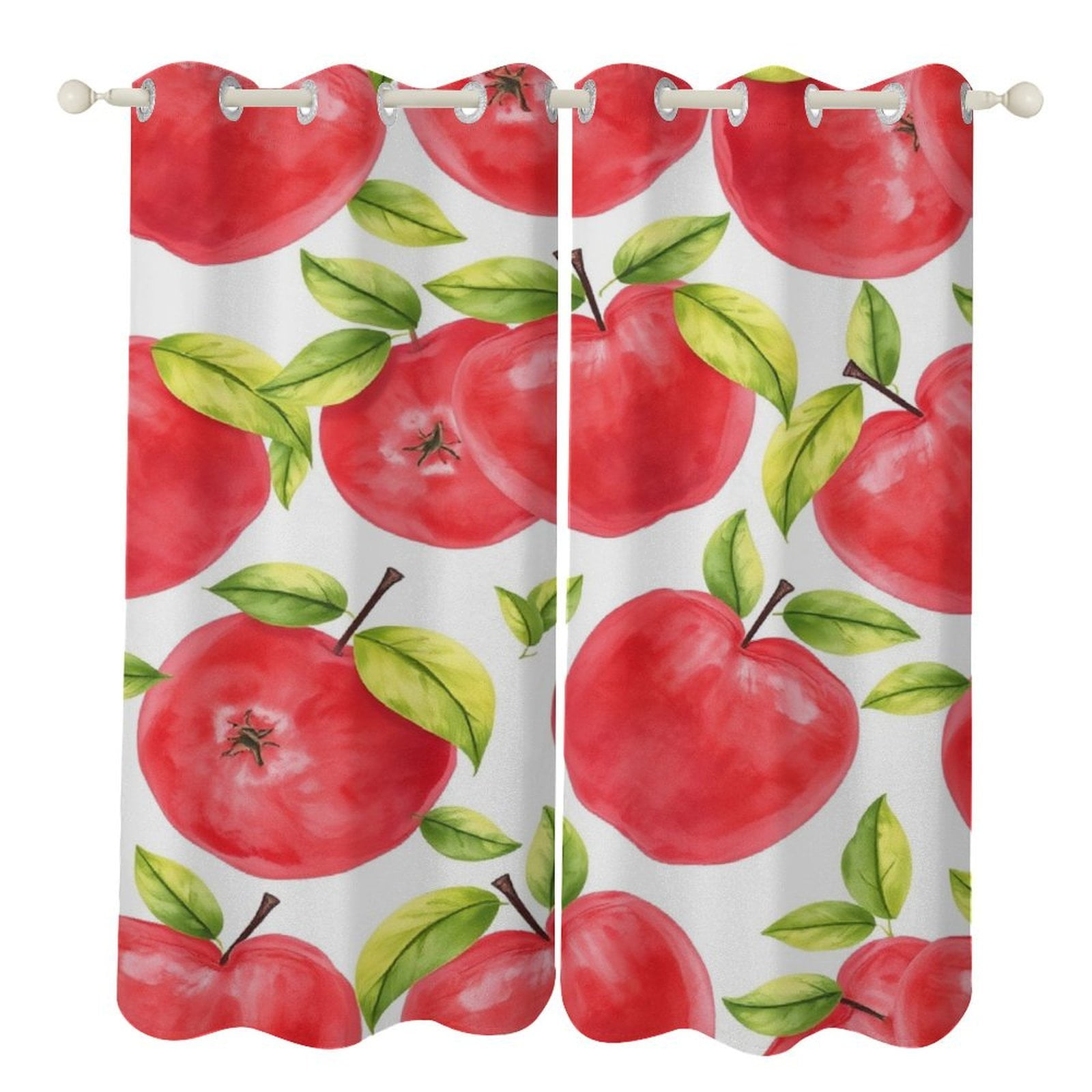 Red Apples Pattern Background Blackout Window Curtains for Bedroom ...