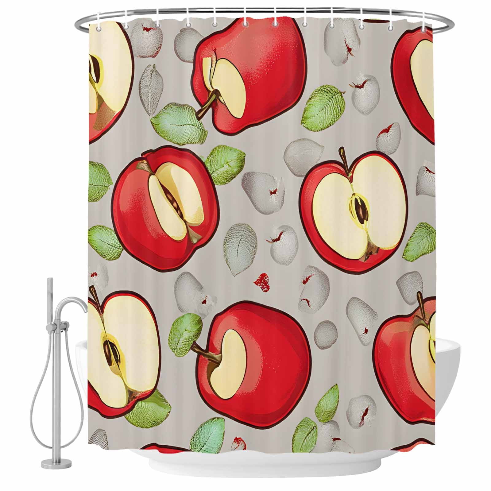 Red Apples Shower Curtain Set - Extra Long 72" x 96" Washable Bathtub ...
