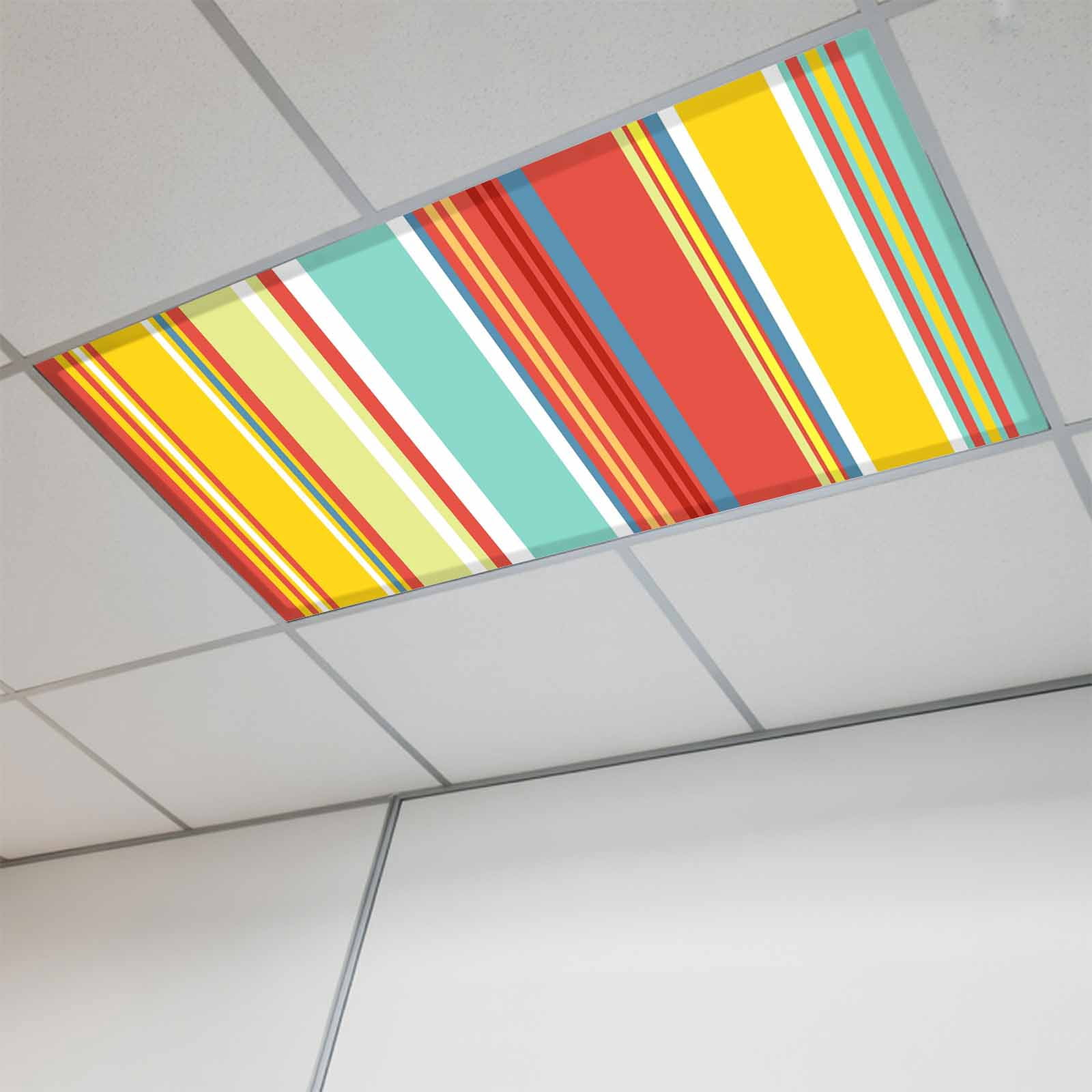 Red Aqua Stripe Fluorescent Light Covers, Country Abstract Art Colorful ...