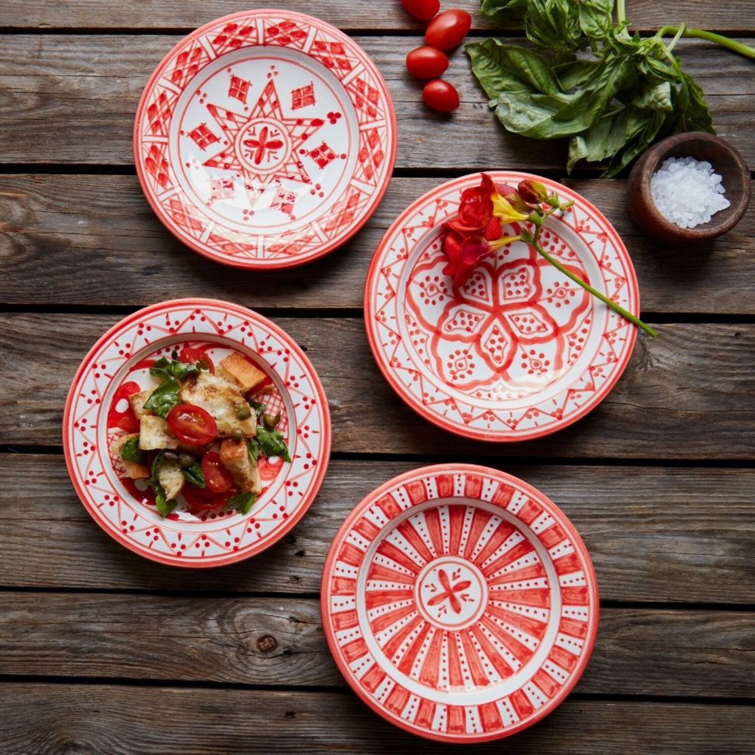 Red Arabesque Ceramic Salad Plates Set - Walmart.com