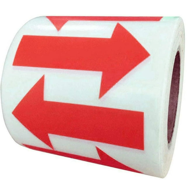 Red Arrow Stickers Labels, 2"×1.25" Self-Adhesive Arrow Shape Signs ...
