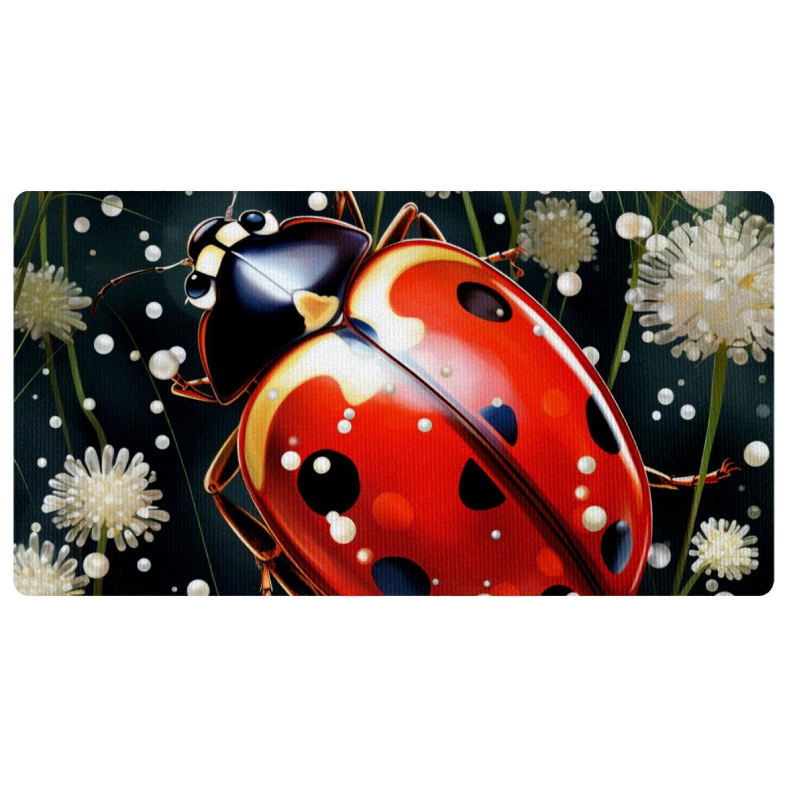 Red Art Seven Star Ladybug Kitchen Mat,Cushioned Anti Fatigue ...