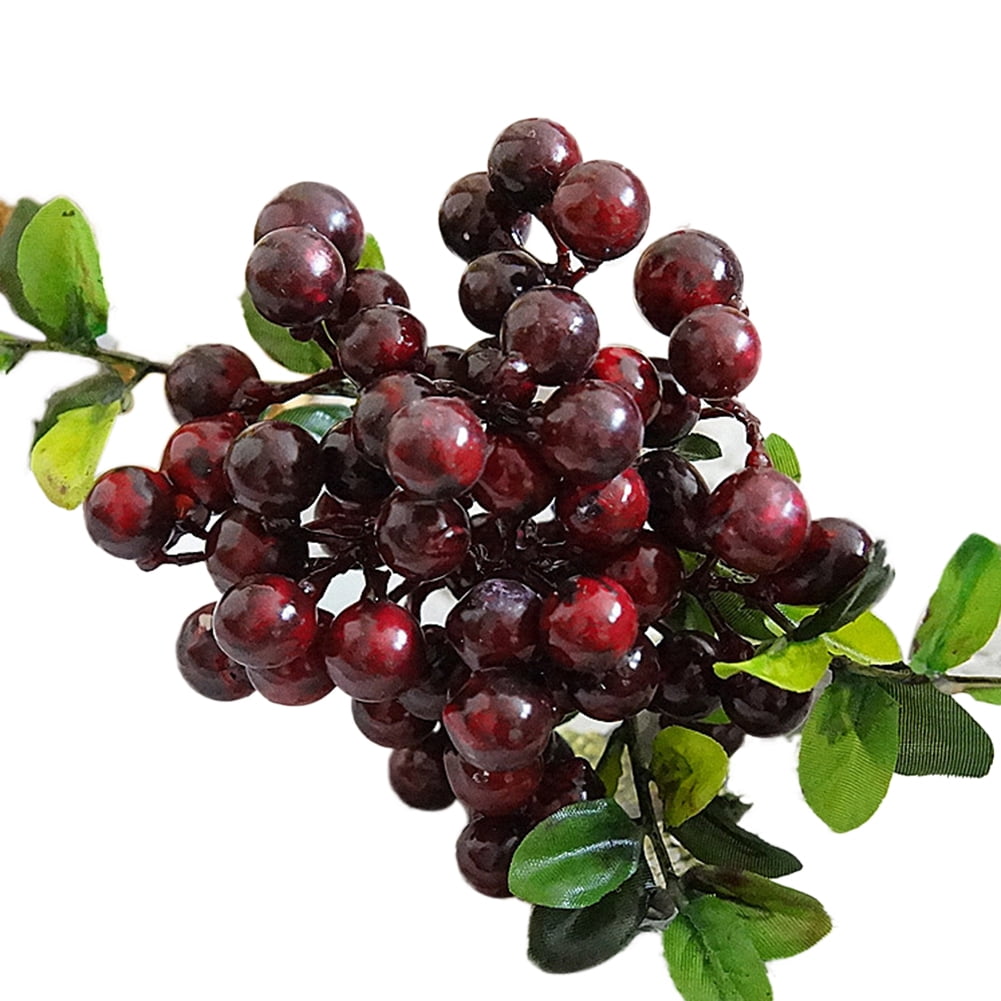 Red Artificial Berry Stems Fruit Fake Silk Berries for Holly Christmas ...