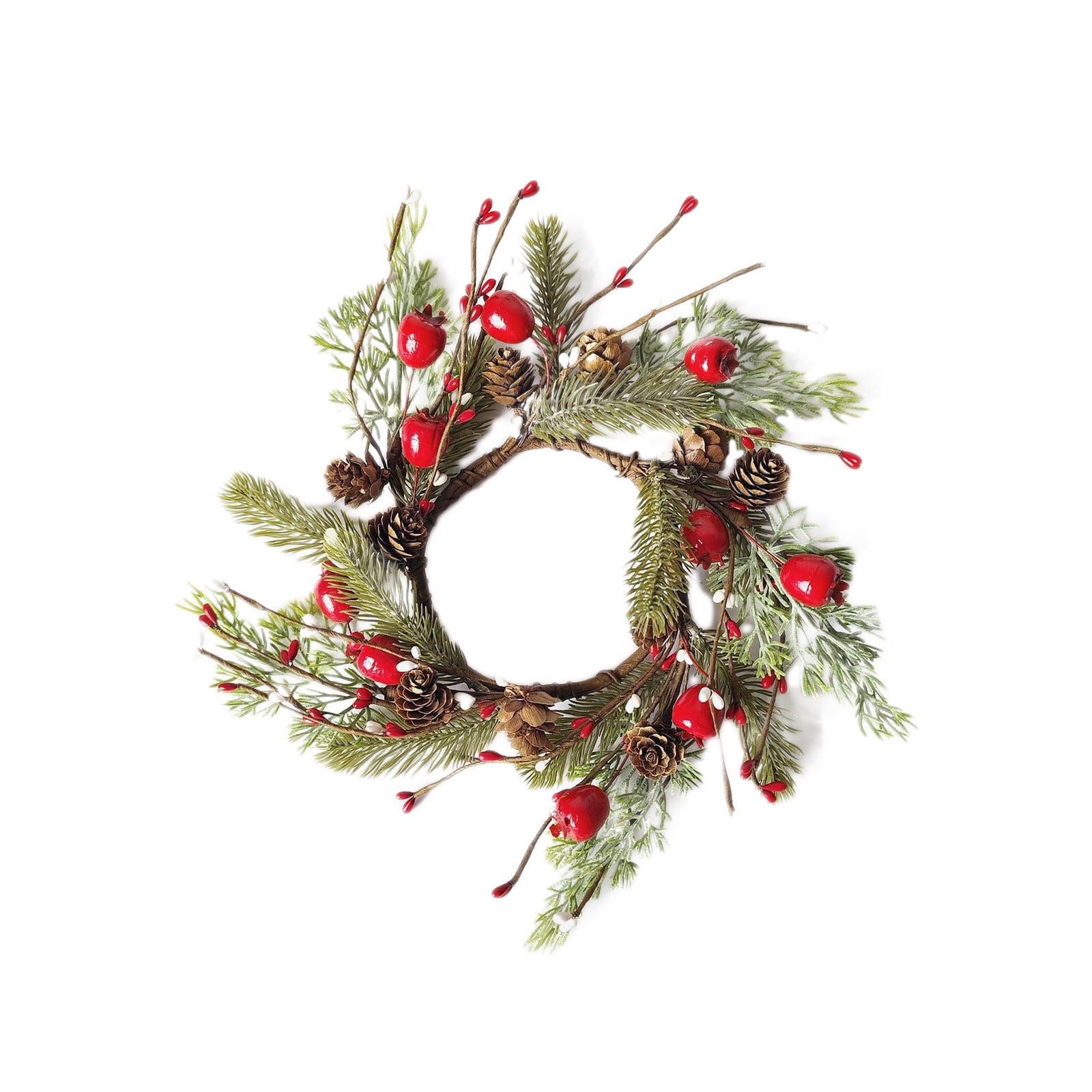 Red Artificial Christmas Candle Ring With Red Berries And Cedarwood ...