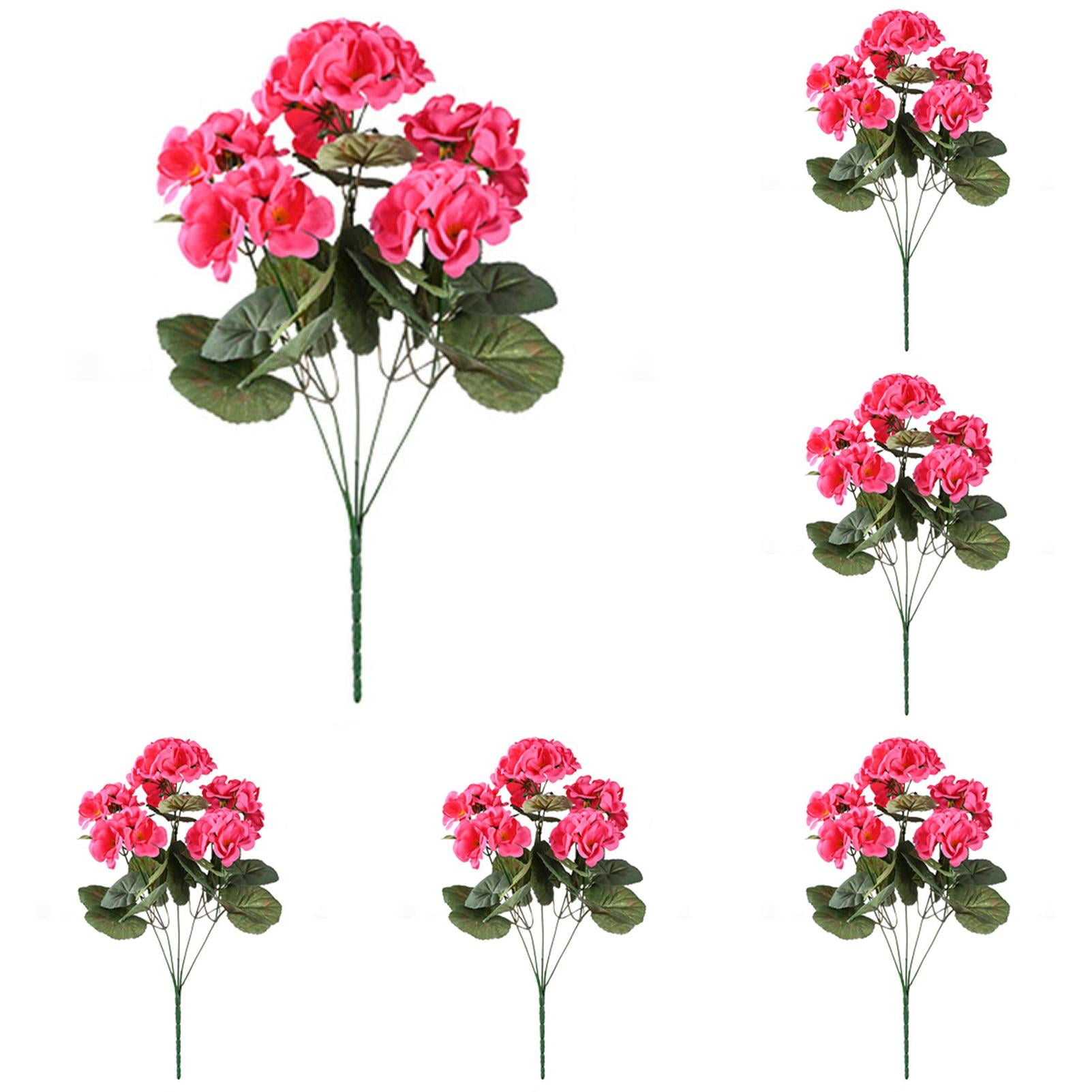 Red Artificial Geranium Silk Flowers - 12 Pack Geraniums Bush ...