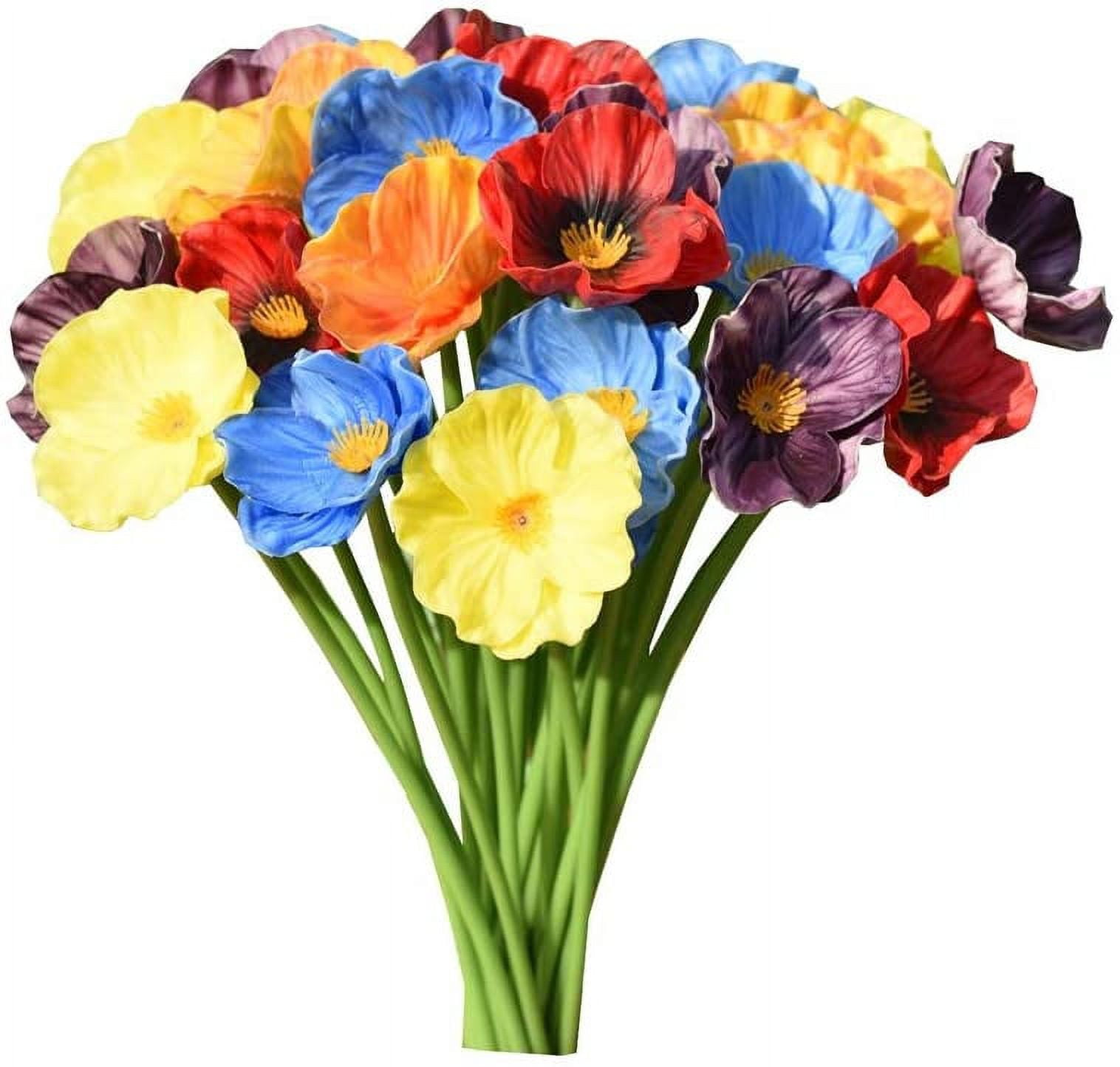 Red Artificial Poppy Silk Fake Flowers 13" for Mother's Day Easter ...