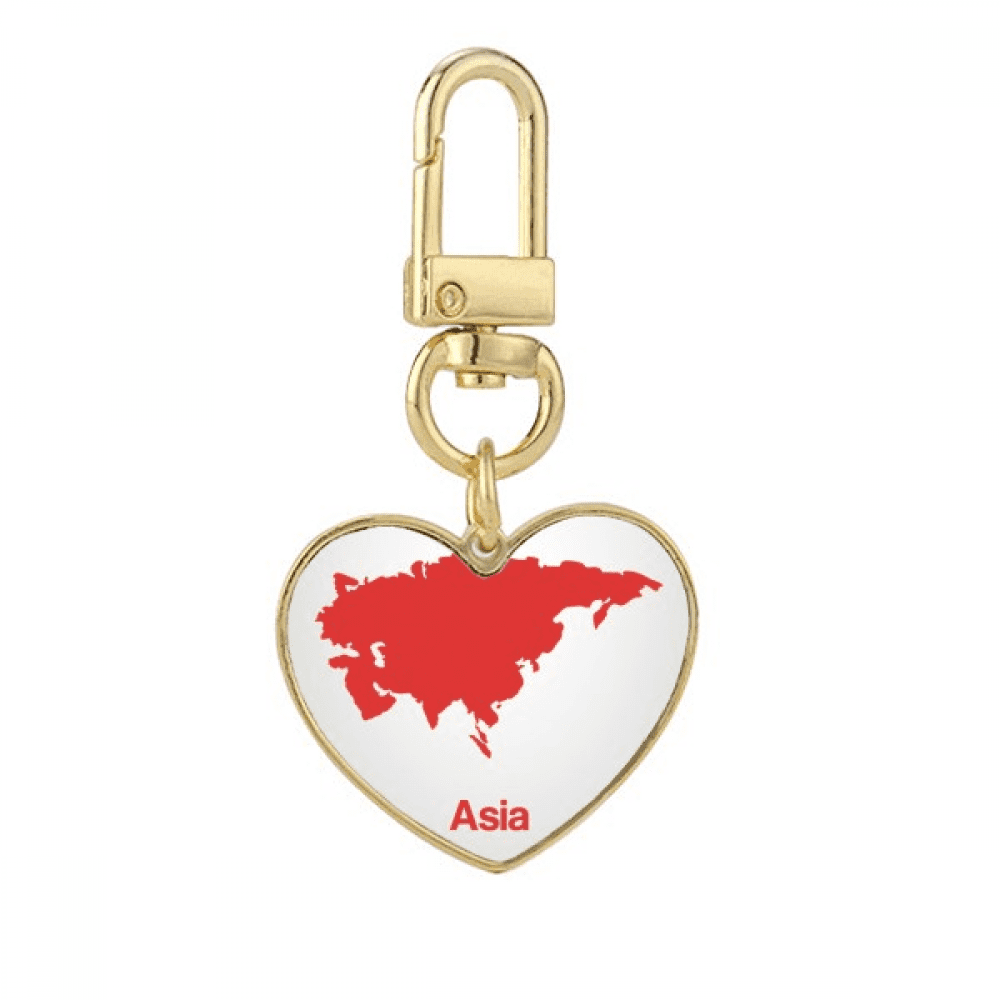 Red Asia Illustration Map Pattern Gold Heart Keychain Metal Keyring ...