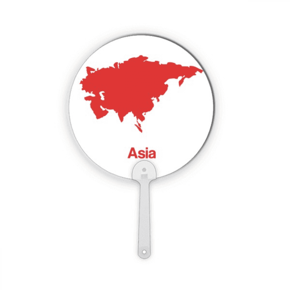 Red Asia Illustration Map Pattern Plastic Round Handheld Fan ...