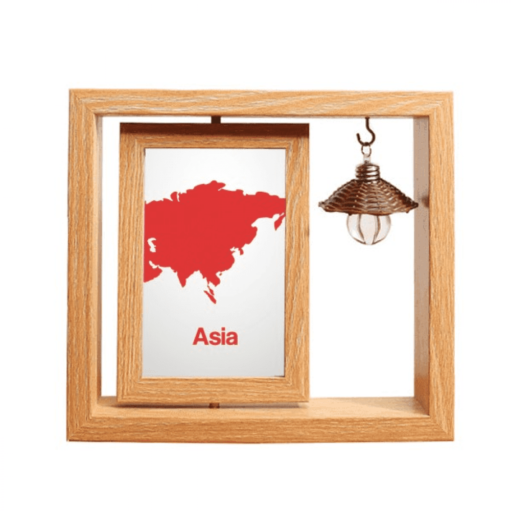 Red Asia Illustration Map Pattern Wooden Rotating Picture Photo Frame ...