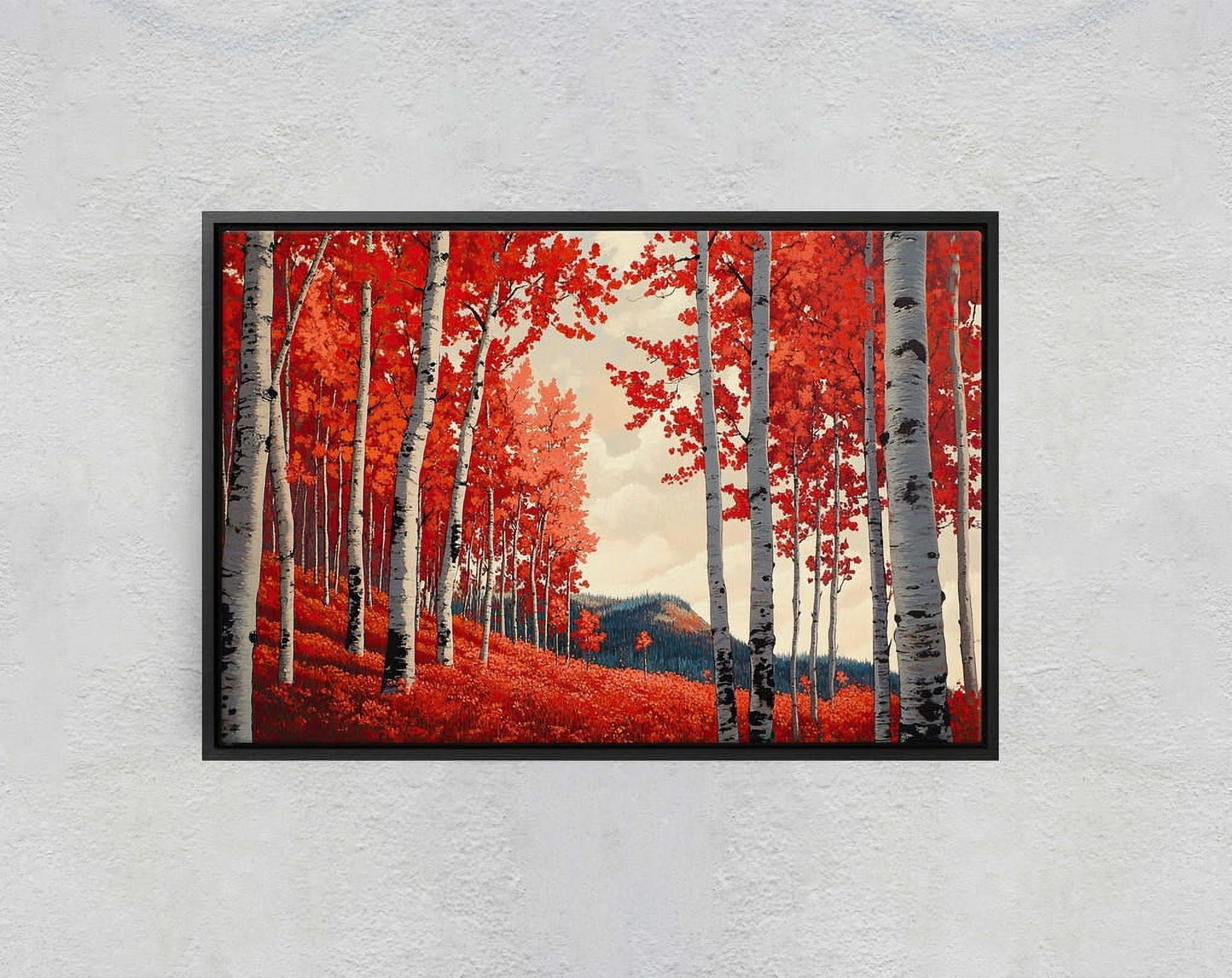 Red Aspen Trees, Fall Aspen Art, Autumn Tree Painting ,Decor For Living ...