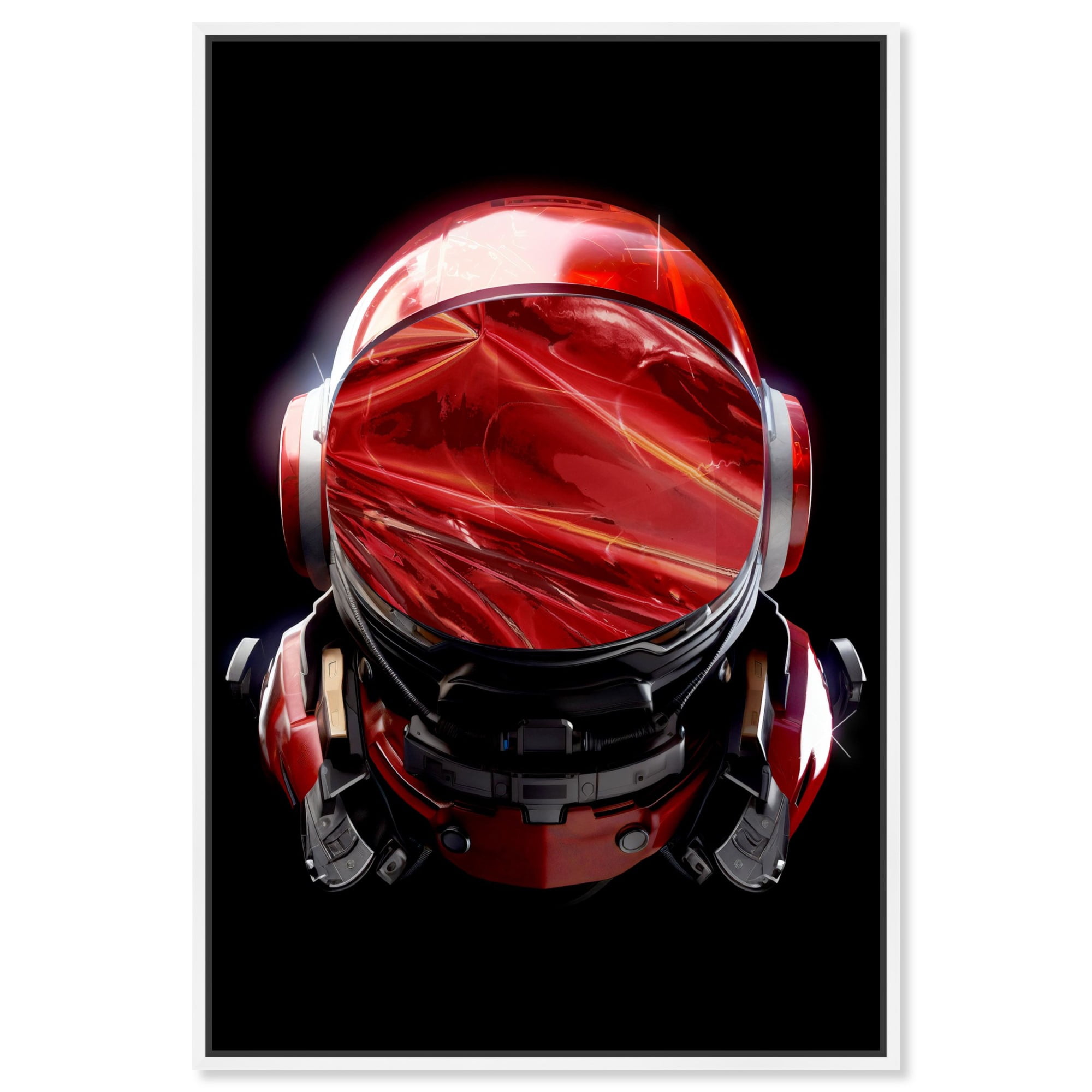 Red Astronaut Helmet Canvas Modern Astronaut Art By Notoriart, White ...
