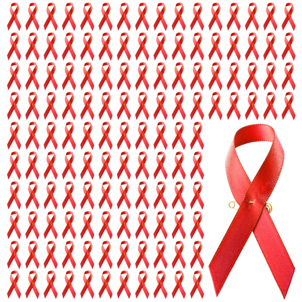 Red Awareness Ribbon, 200Pcs Heart Disease HIV/AIDS Satin Awareness ...