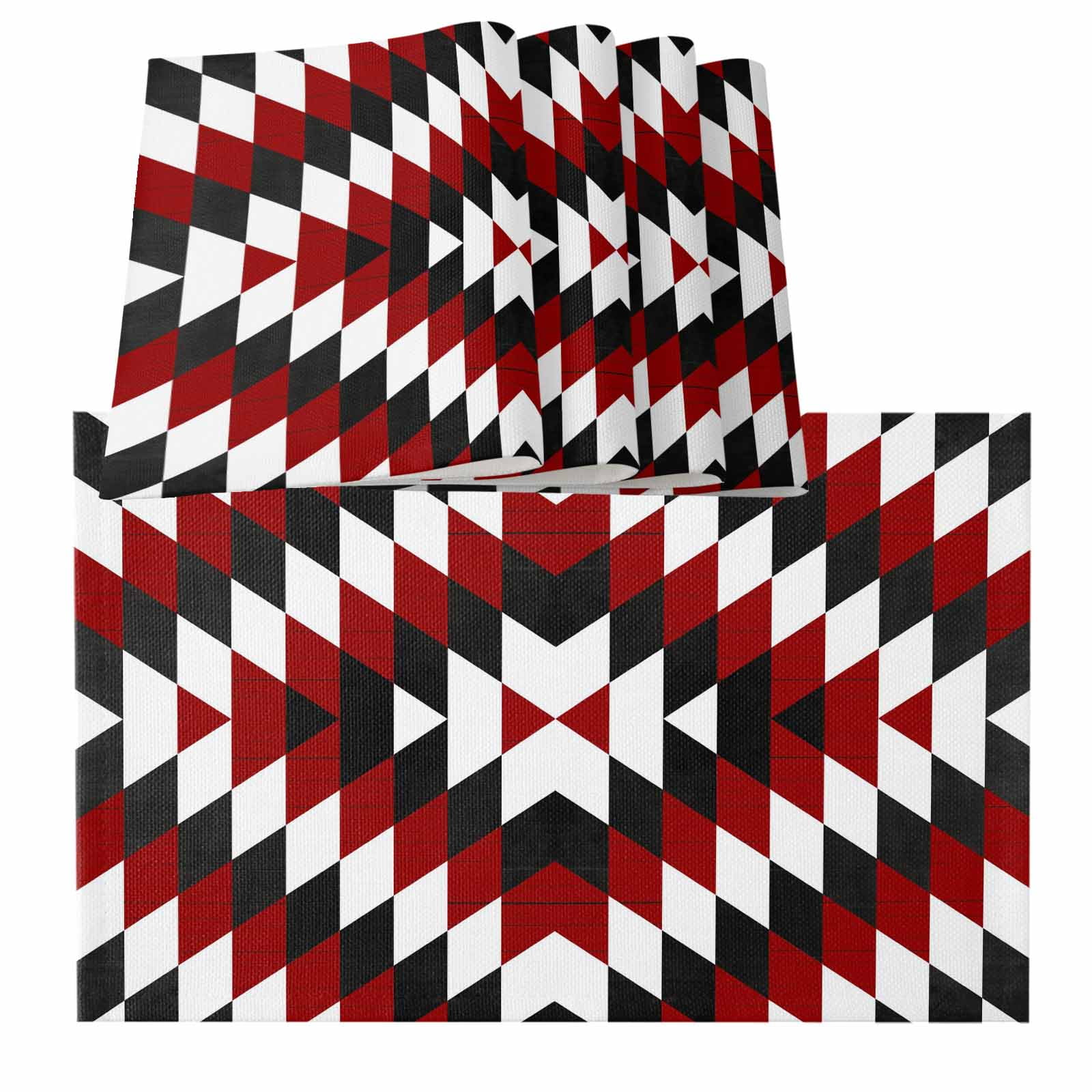 Red Aztec Black White Southwest Vintage Abstract Geometric Burlap ...