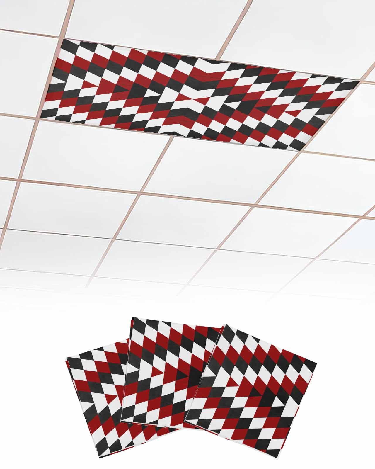 Red Aztec Fluorescent Light Covers for Ceiling Lights 4x2 feet,3 Pack ...