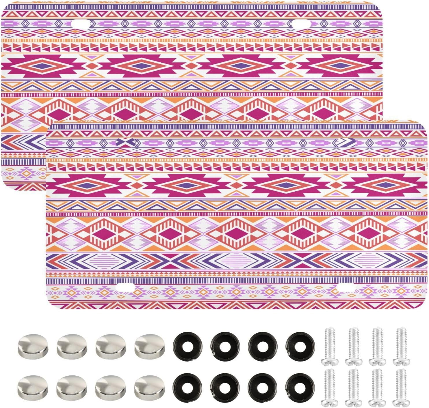 Red Aztec Navajo License Plates Front License Plate Covers Metal Car ...