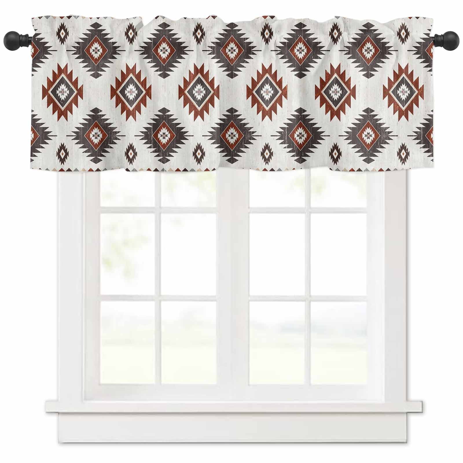 Red Aztec Valances for Windows Farmhouse Kitchen Curtains Valances Rod ...